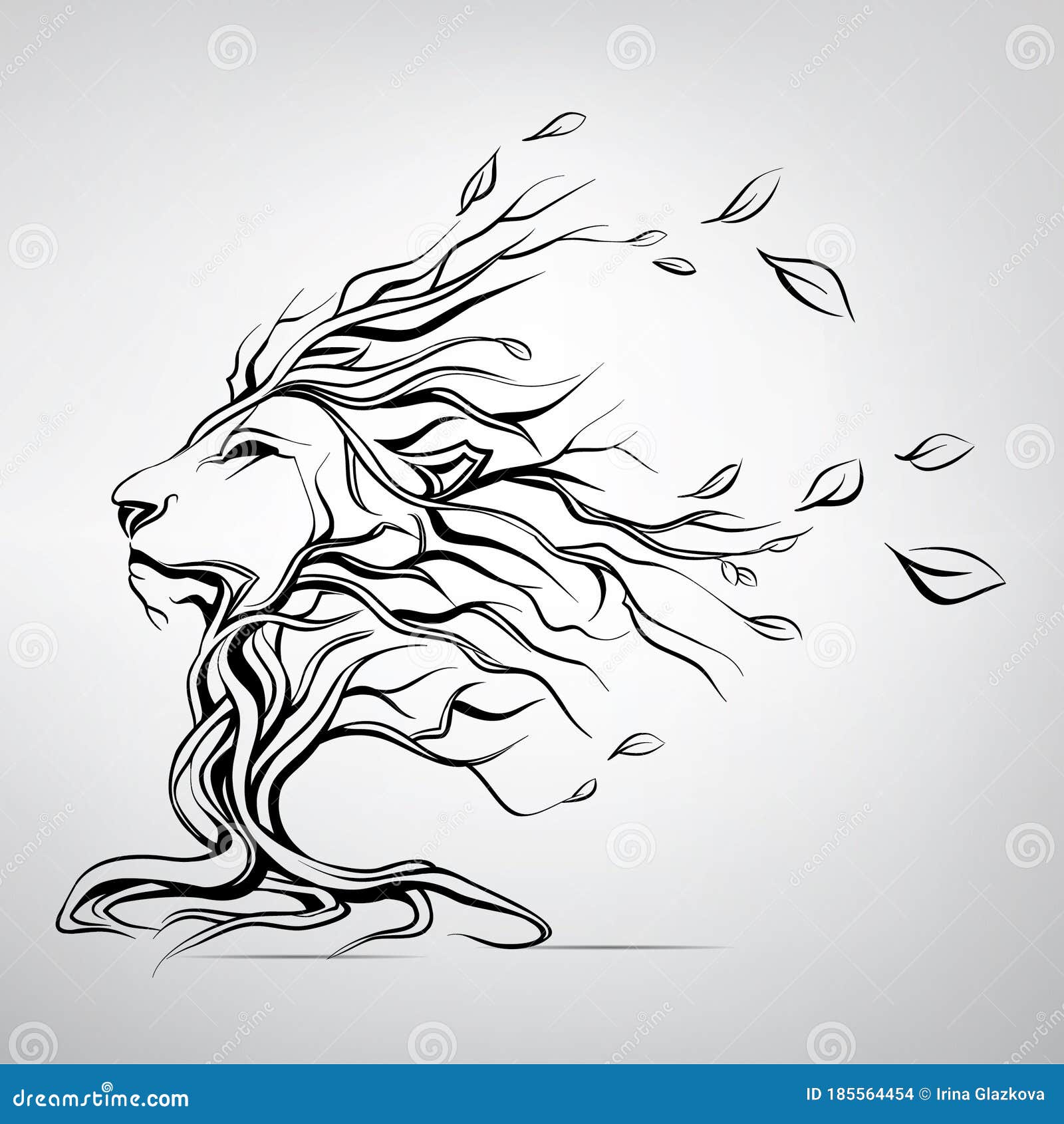 The Head of a Lion in the Form of a Tree Stock Illustration ...