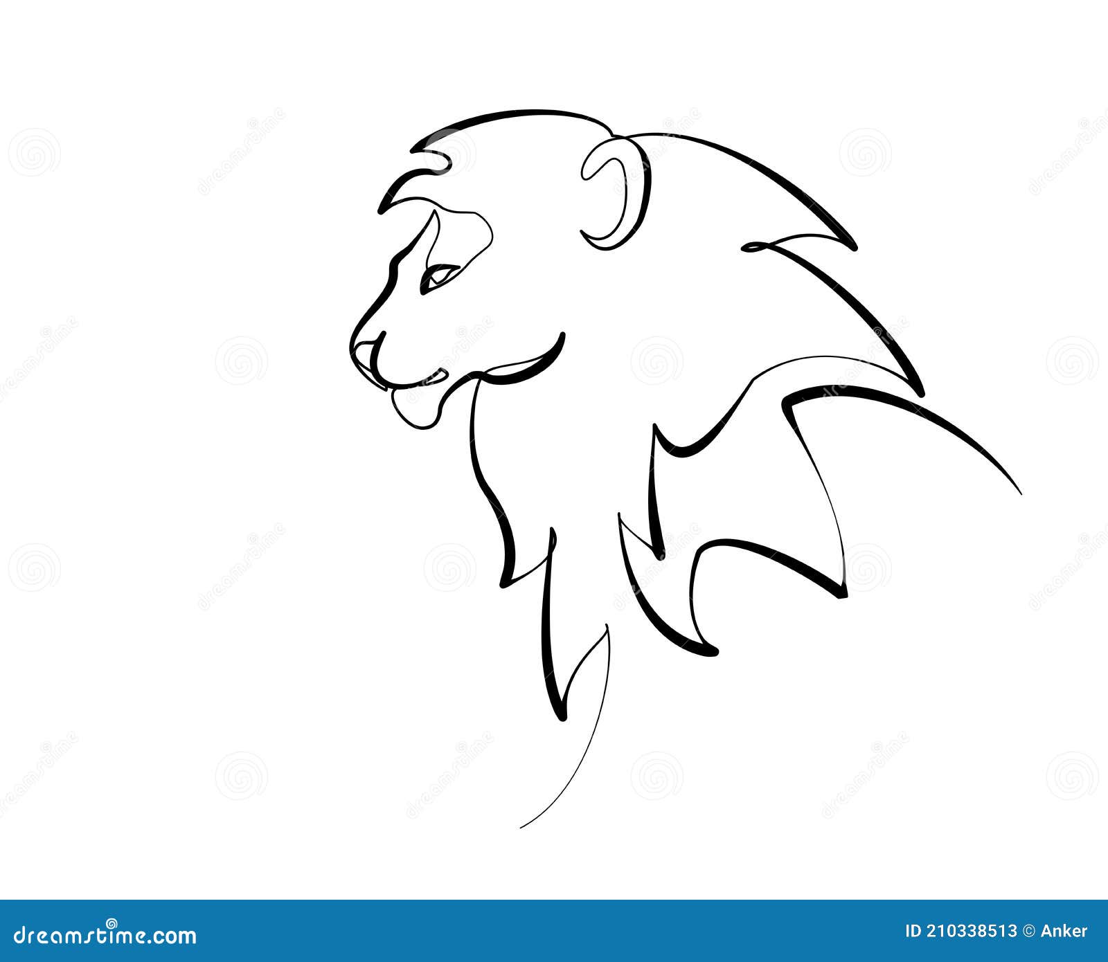 Head of Lion with Mane. Continuous One Line Drawing Stock Vector ...