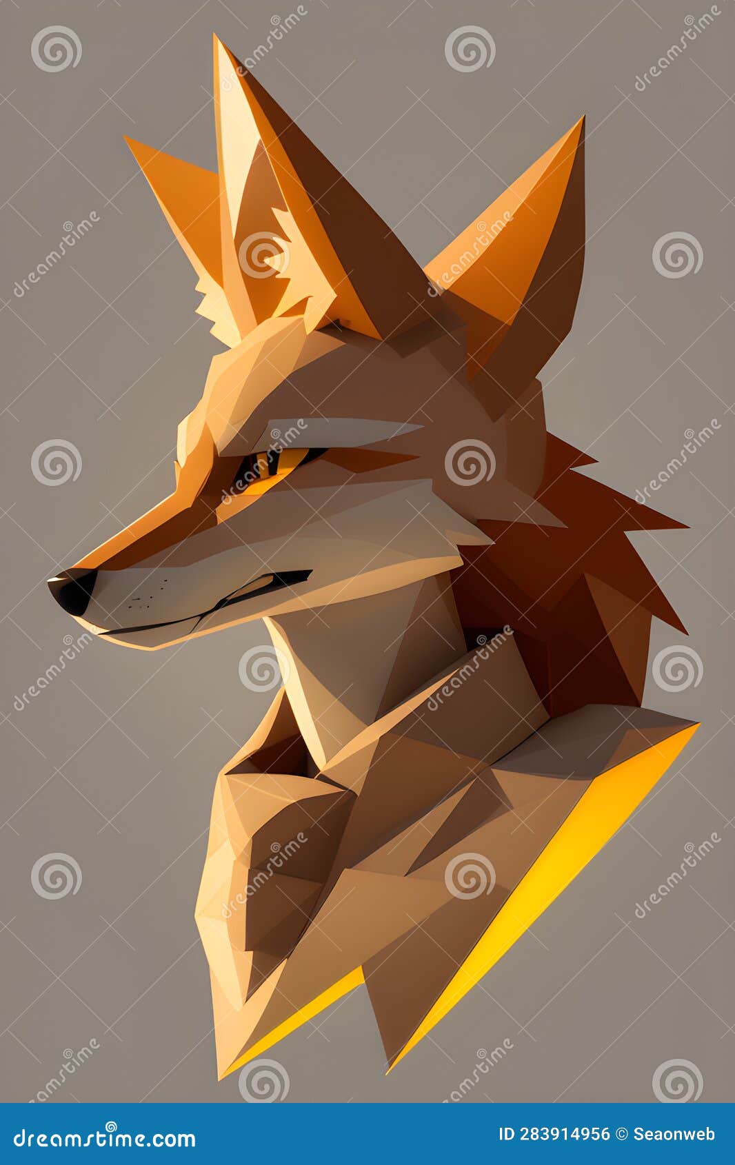 Head Logo in a Simple Vector Style with Low Poly Color Shading Stock ...