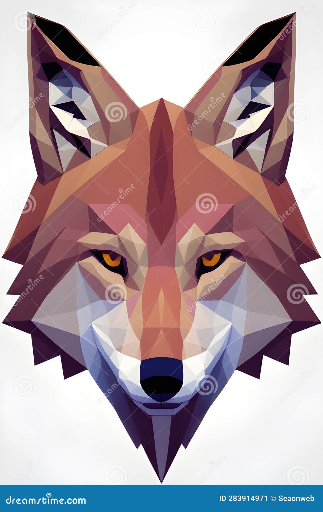 Head Logo in a Simple Vector Style with Low Poly Color Shading Stock ...