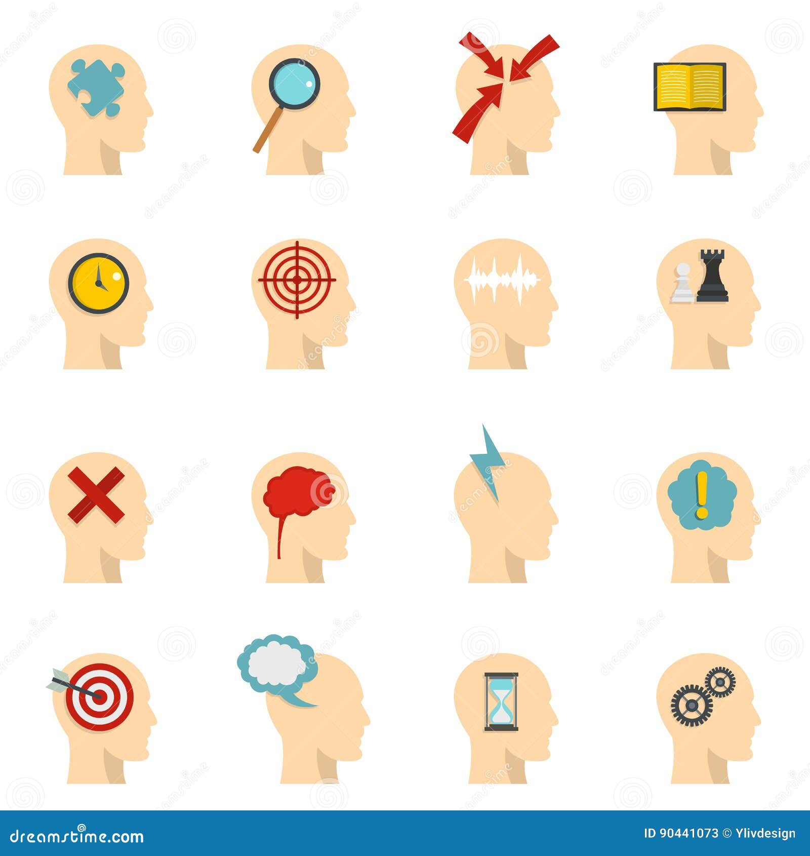 Head Logos Icons Set in Flat Style Stock Vector - Illustration of human ...
