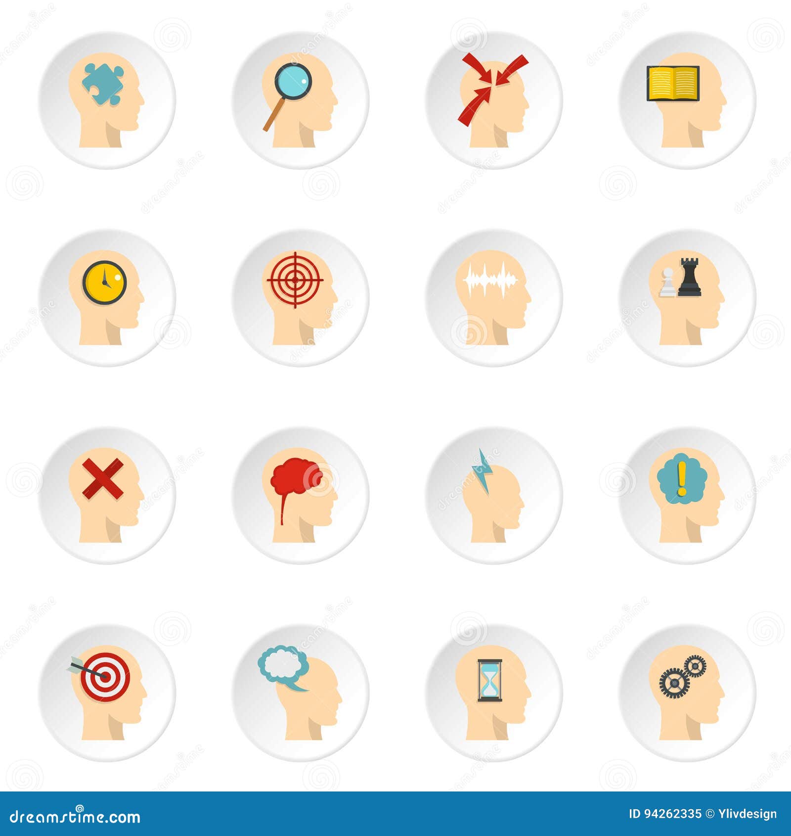 Head Logos Icons Set in Flat Style Stock Vector - Illustration of audio ...