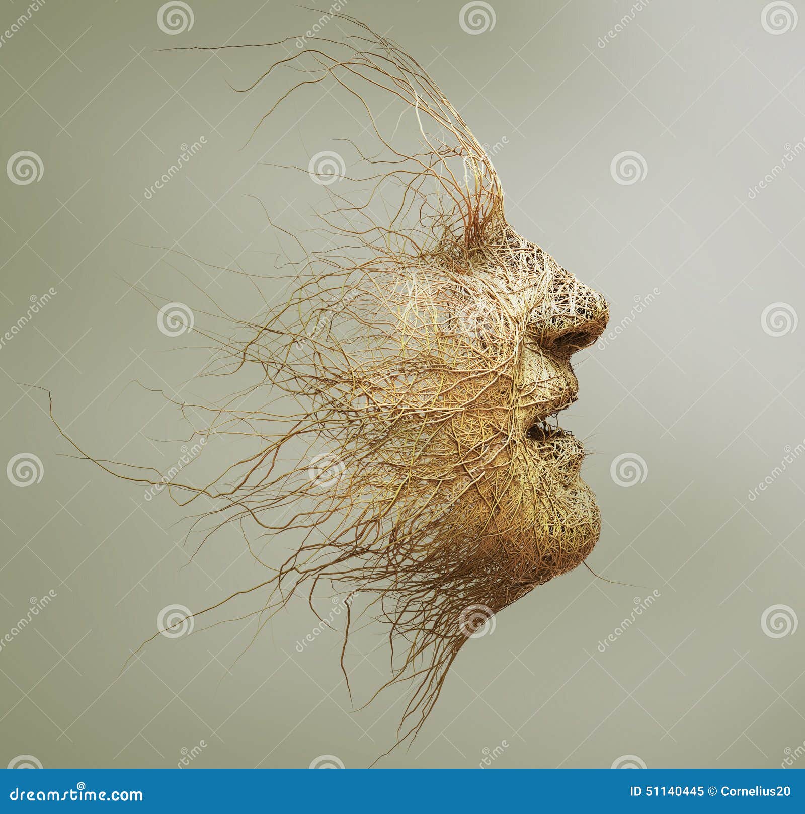 Head made of branches stock image. Image of unique, abstract - 51140445