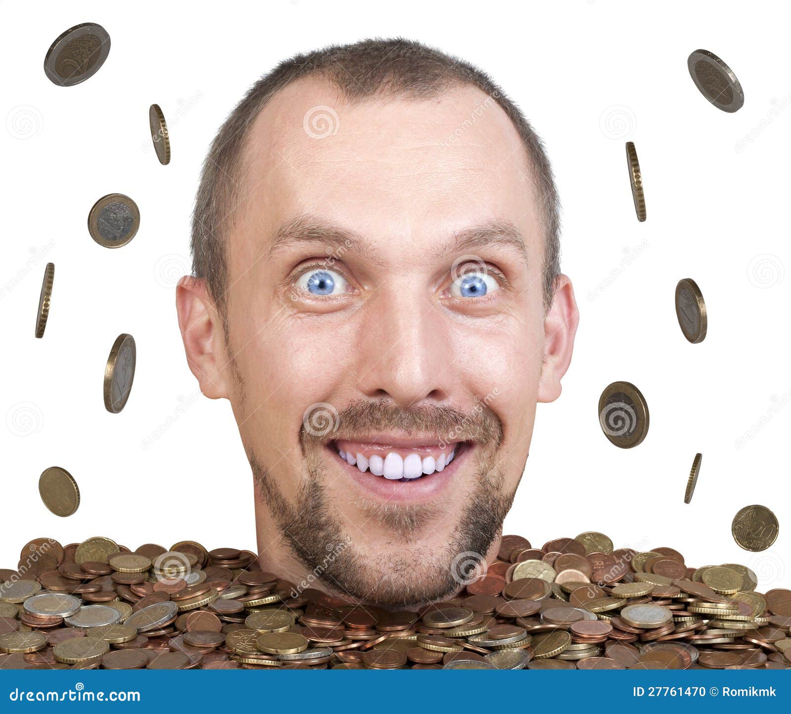 Head of Man in a Heap of Euro Coins Stock Photo - Image of headway ...