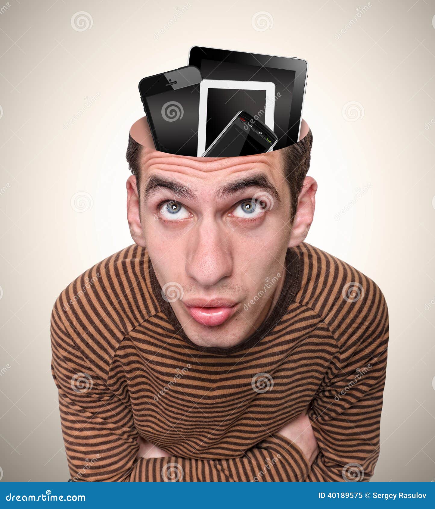 Head of a Man and His Mind. Stock Illustration - Illustration of food ...