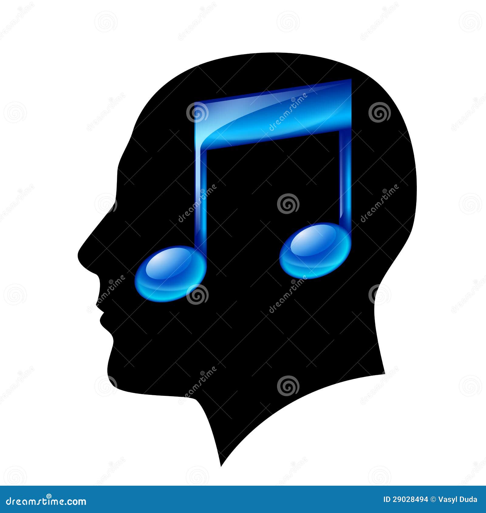 Head of Man with Musical Note Stock Vector - Illustration of musical ...