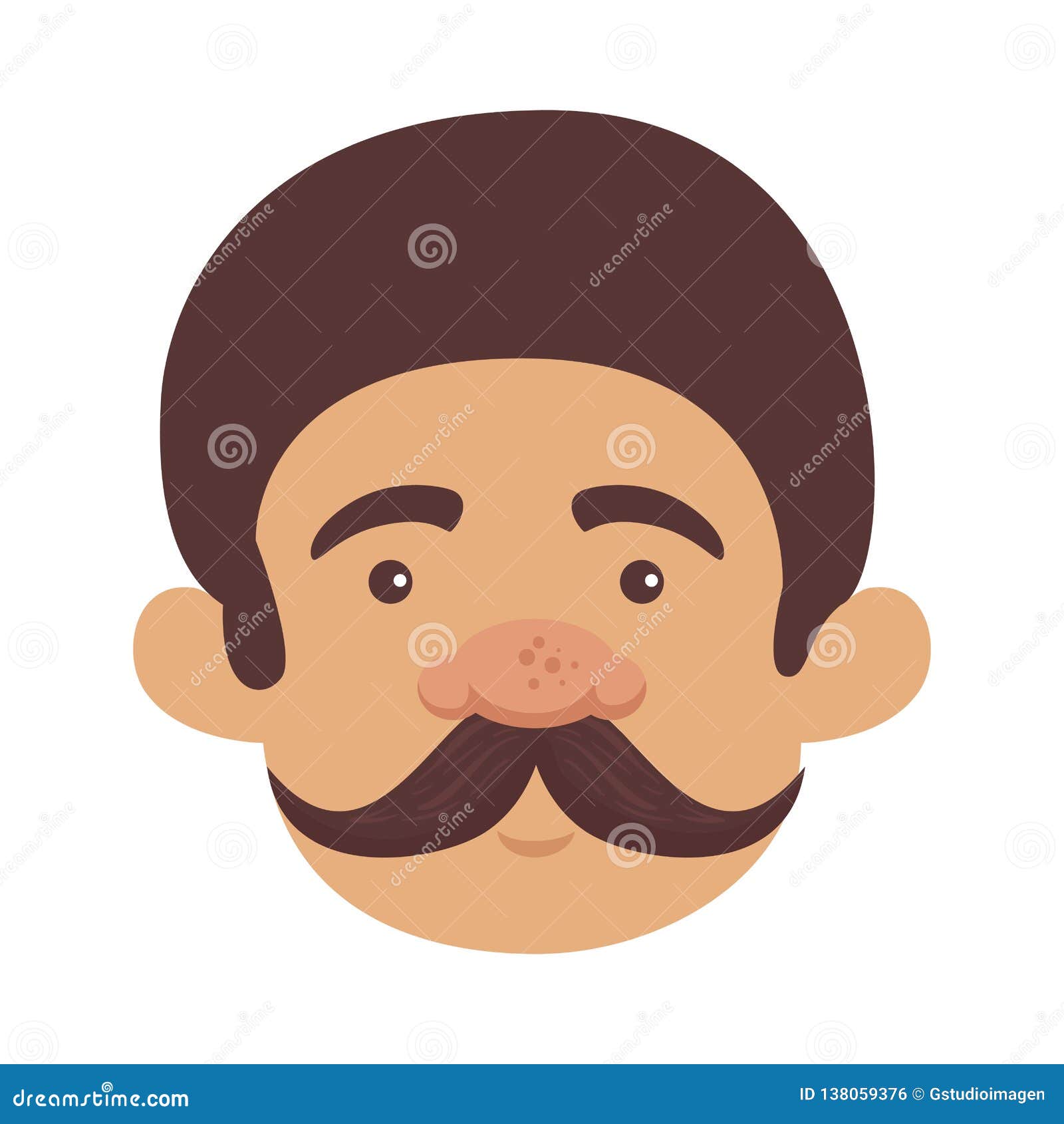 Head Man with Mustache of Macho Man Stock Vector - Illustration of ...