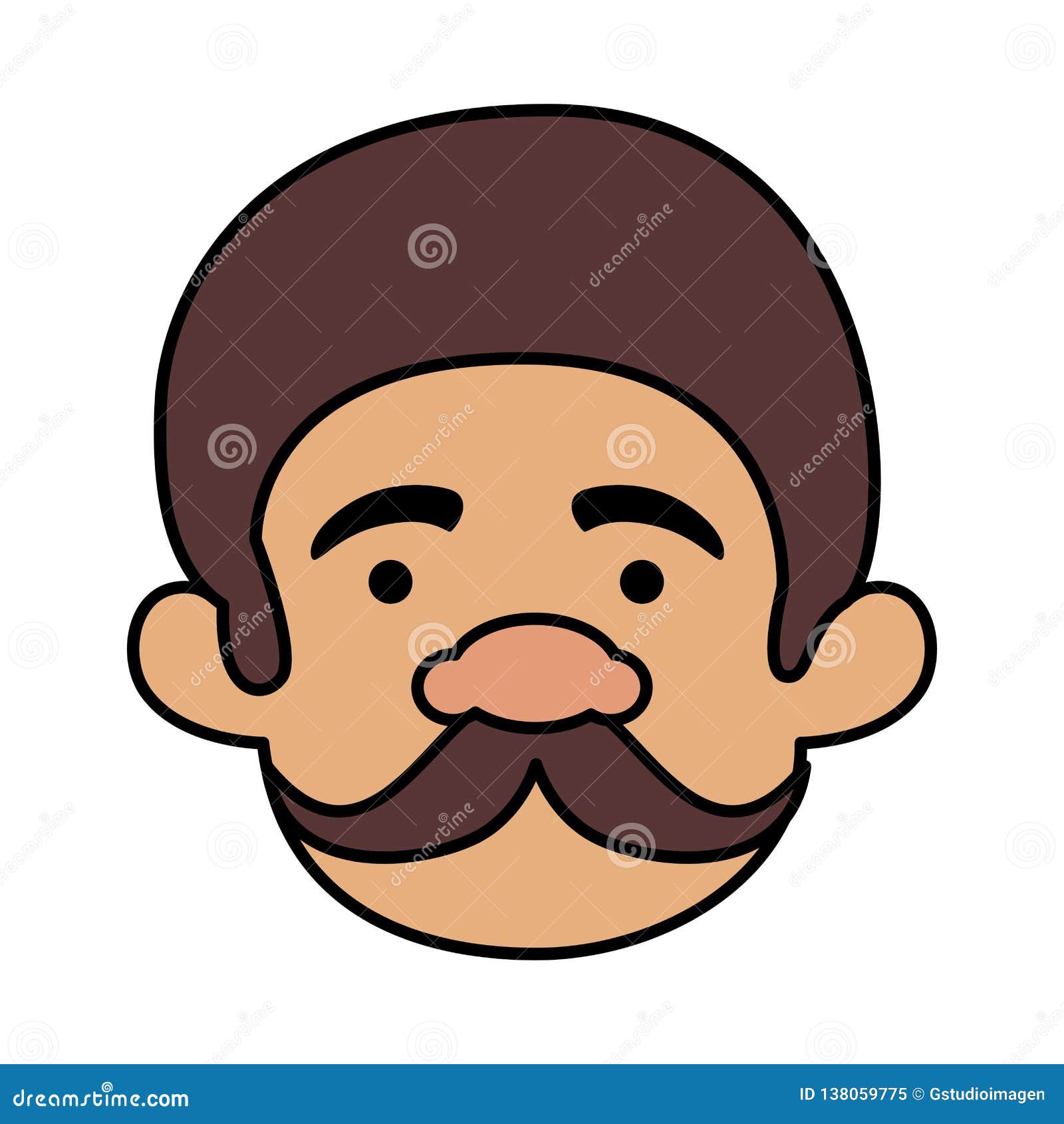 Head Man with Mustache of Macho Man Stock Vector - Illustration of face ...