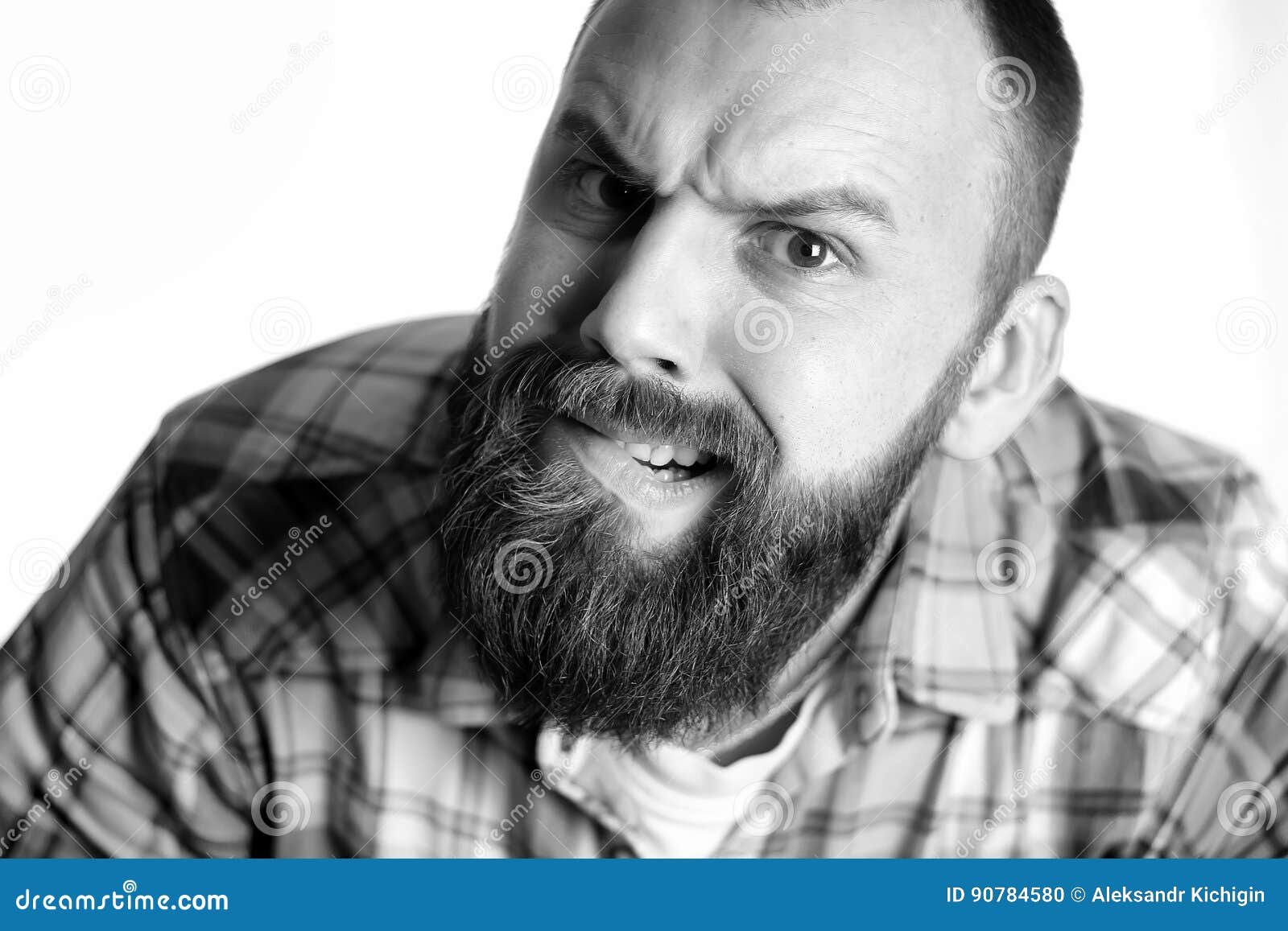 Head man portrait grimace stock photo. Image of isolated - 90784580