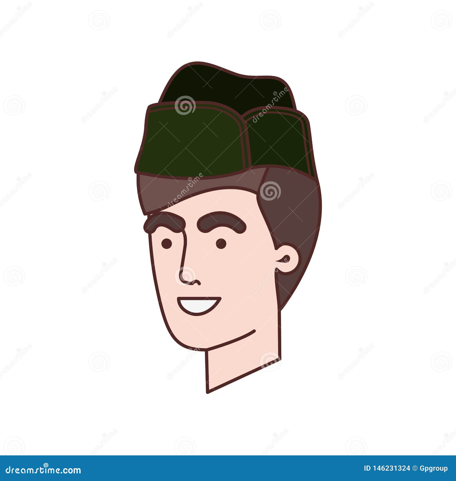 Head of Man Soldier of War Avatar Character Stock Vector - Illustration ...