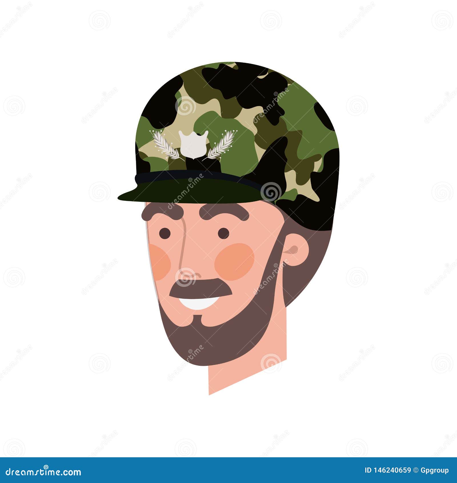 Head of Man Soldier of War Avatar Character Stock Vector - Illustration ...