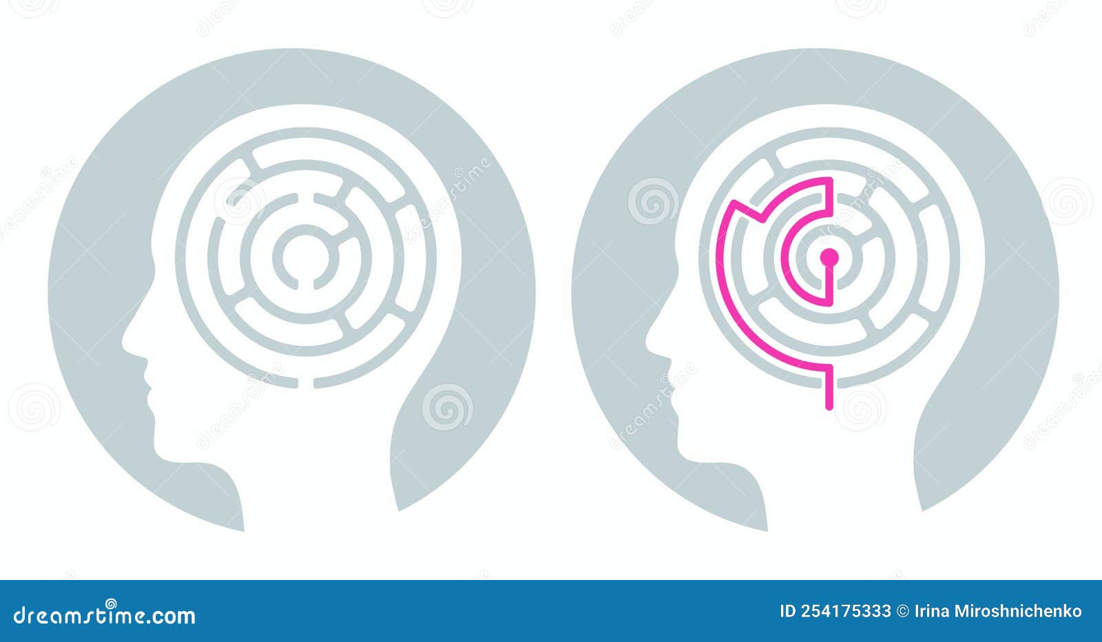 Head with Maze, Mind Puzzle Stock Vector - Illustration of idea, path ...