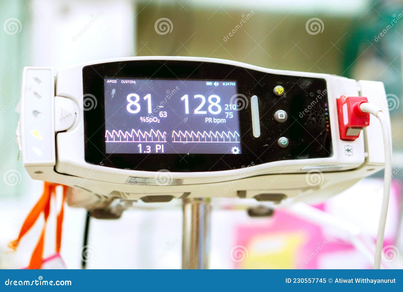 Head of Measuring Oxygen Saturation Device Standing Type for Patient in ...