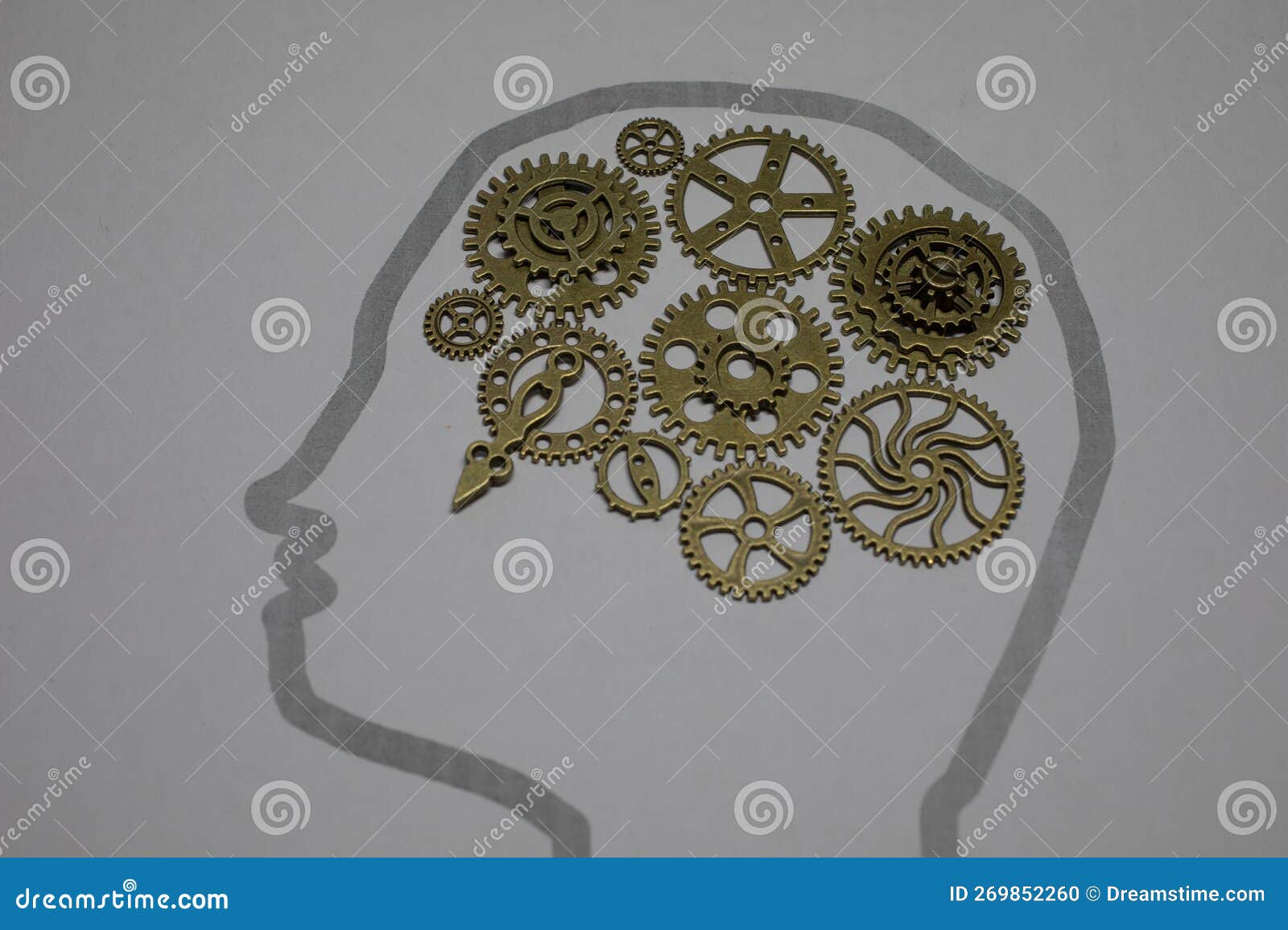 Head with mechanical gears stock photo. Image of metal - 269852260