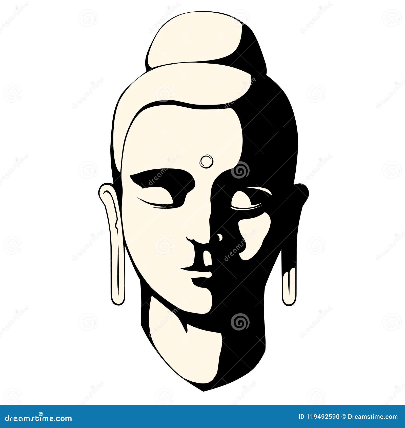 Head of meditating buddha stock vector. Illustration of vector - 119492590
