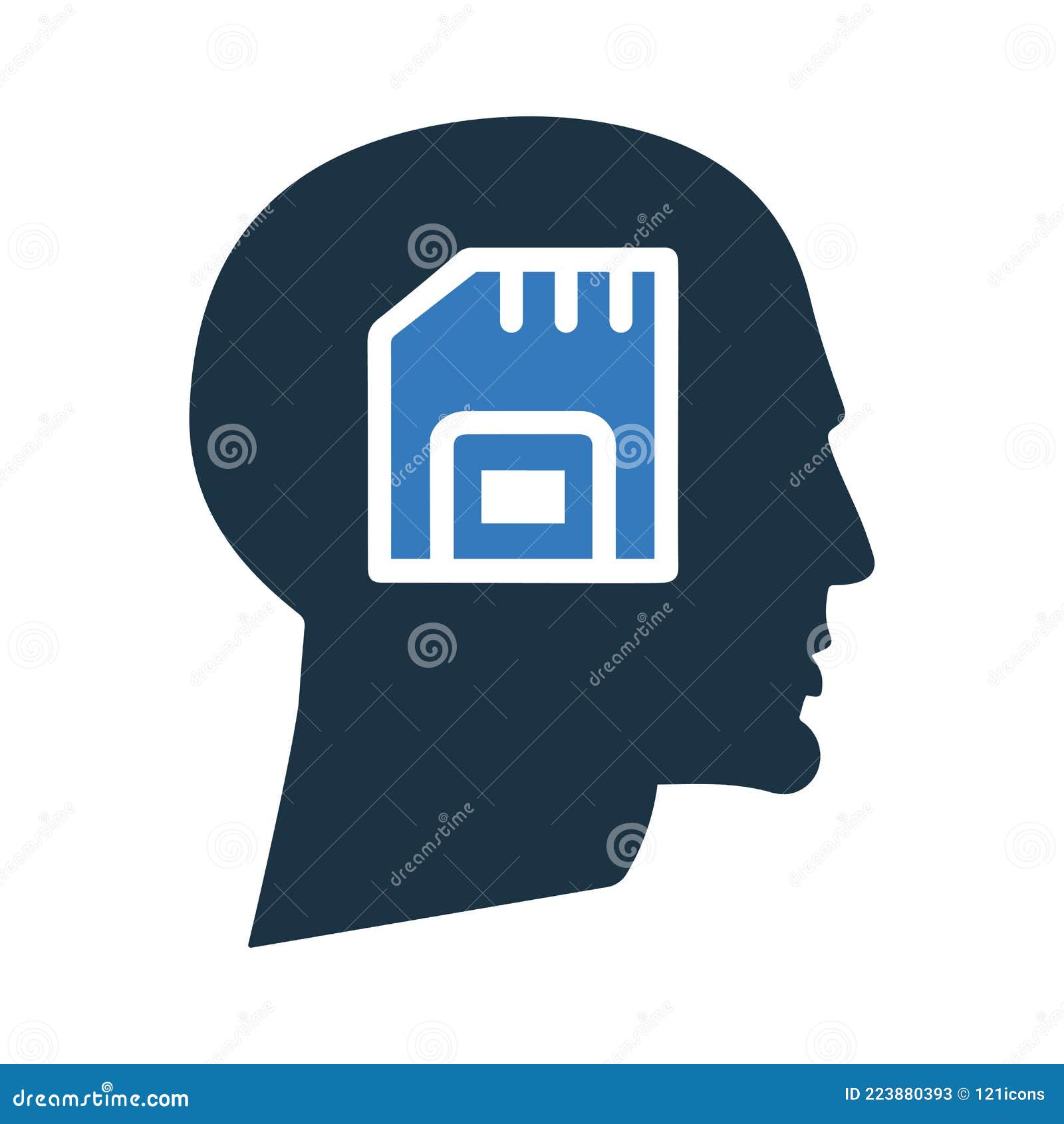 Head, Memory Chip Icon. Simple Editable Vector Illustration Stock ...