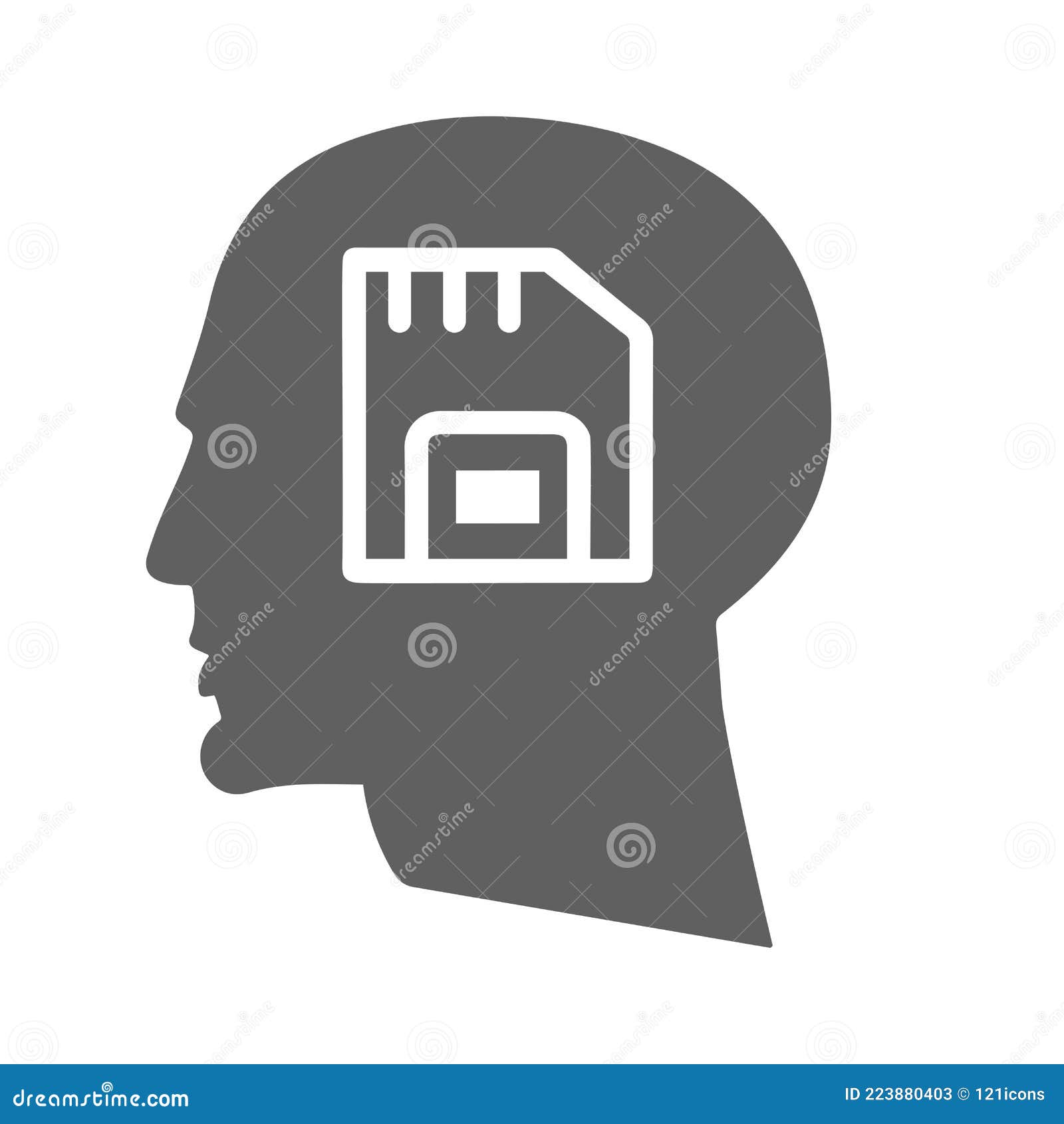 Head, Memory Chip Icon. Gray Vector Design Stock Vector - Illustration ...