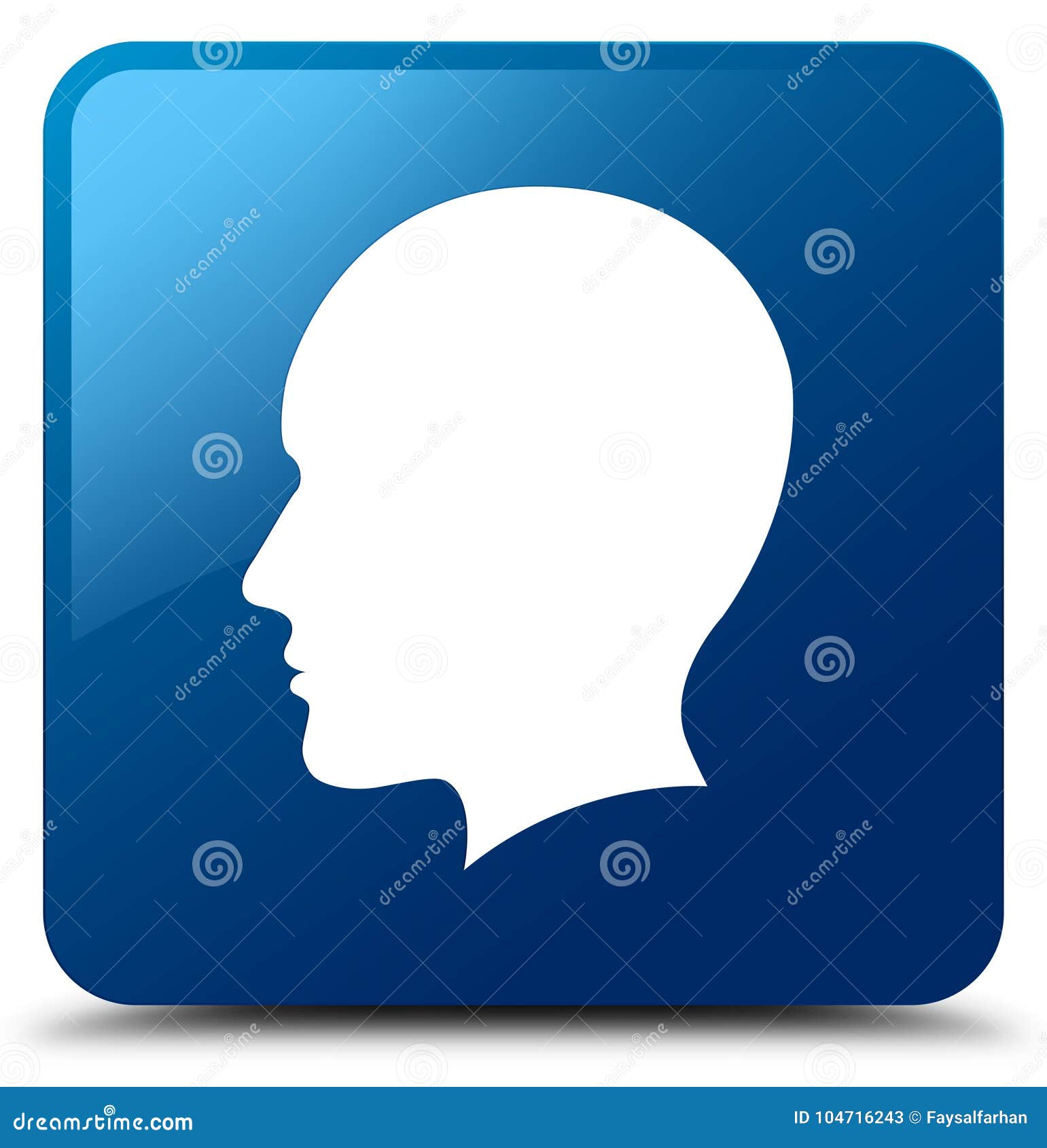 Head Men Face Icon Blue Square Button Stock Illustration - Illustration ...