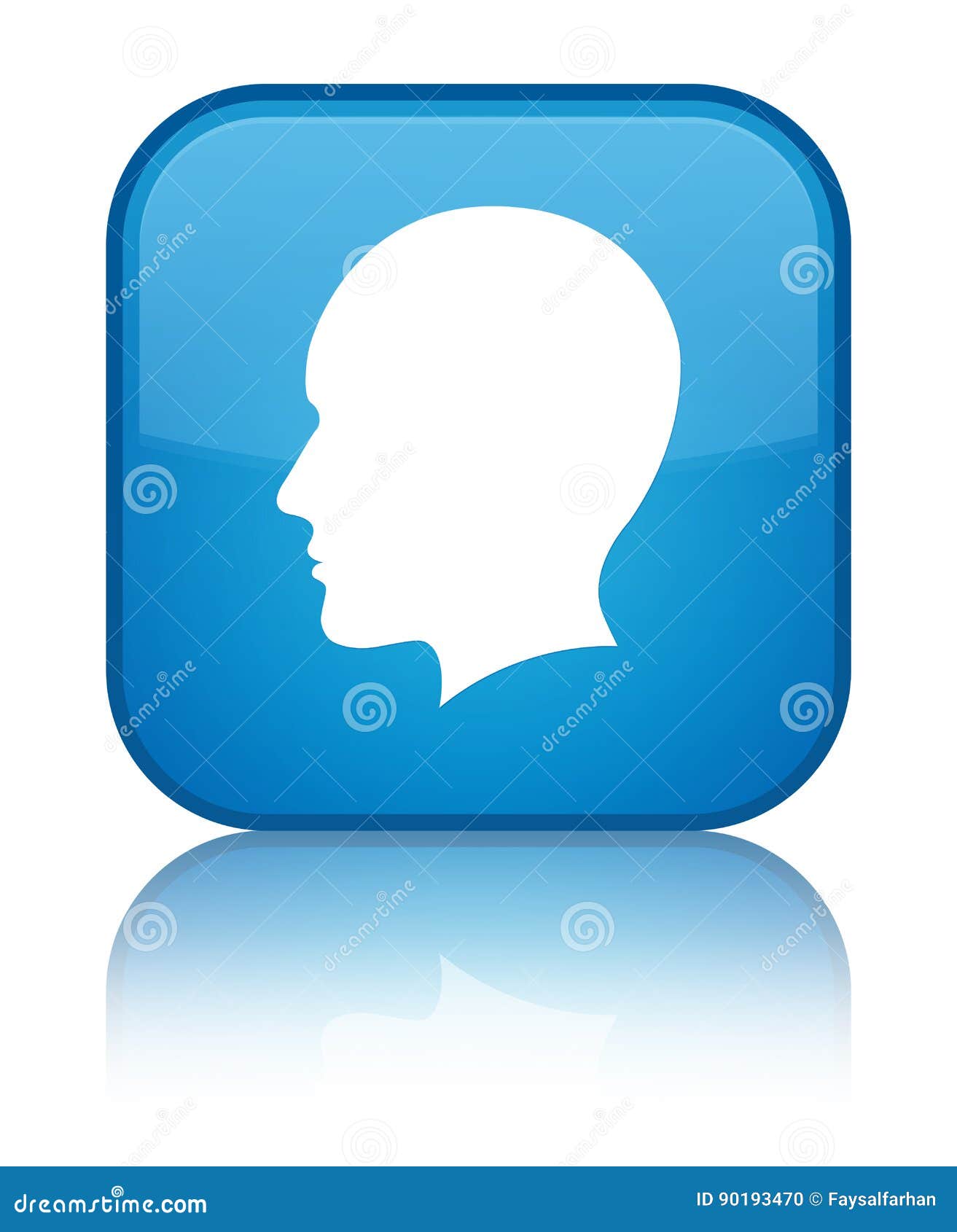 Head Men Face Icon Special Cyan Blue Square Button Stock Illustration ...