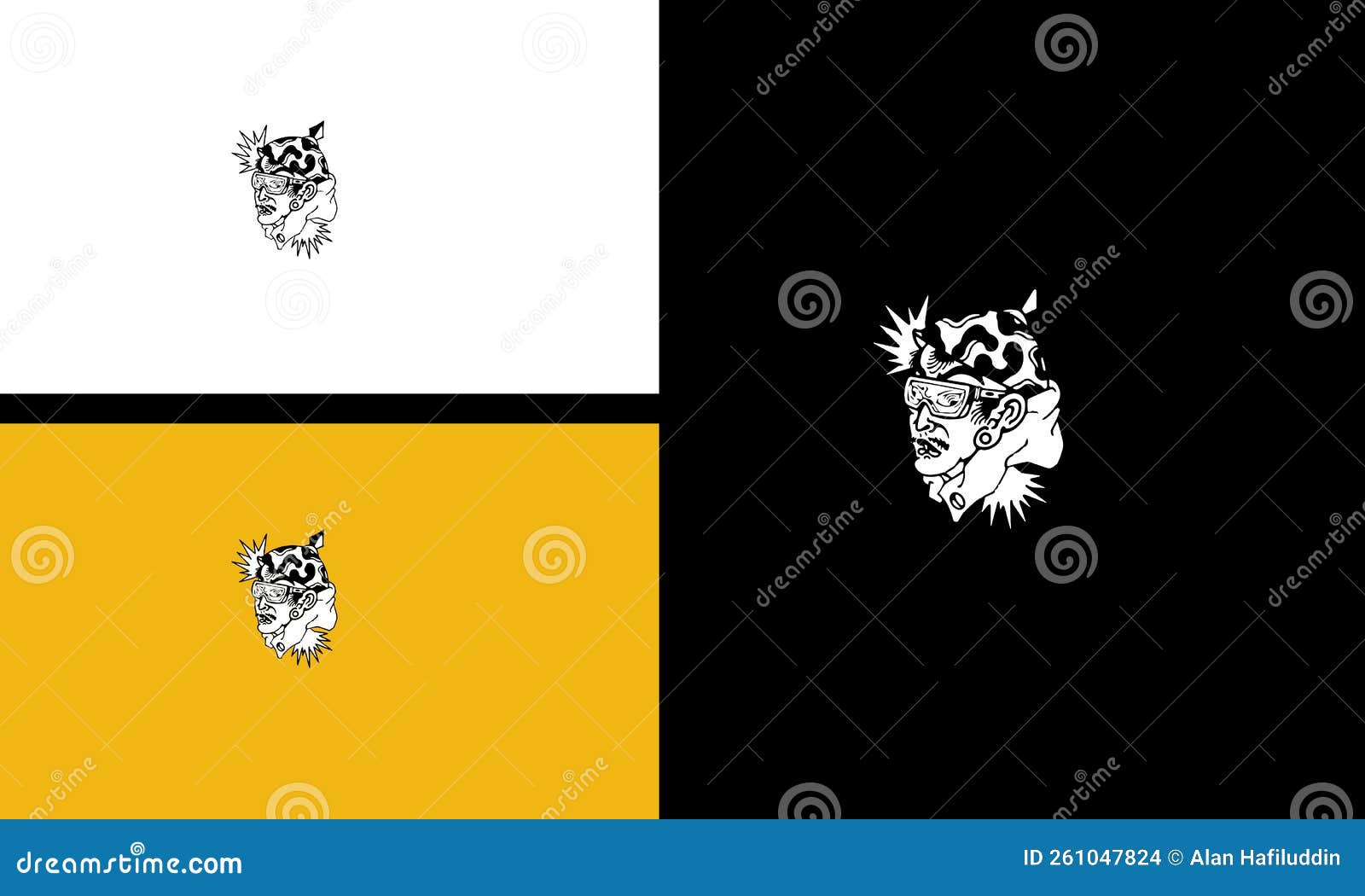 Head Men Funky Vector Outline Design Stock Vector - Illustration of ...