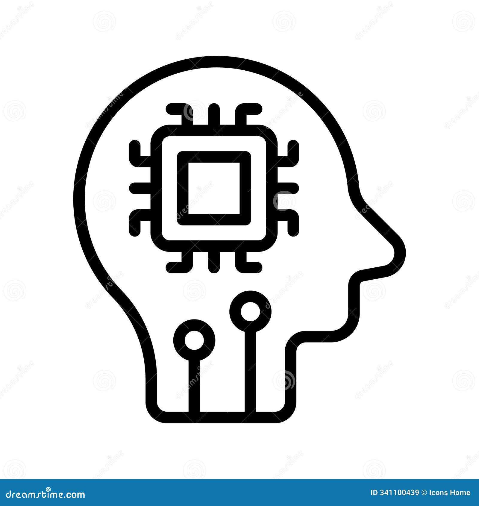 Head with Microprocessor Chip, Concept Icon of Brain Chip, Ai Brain ...