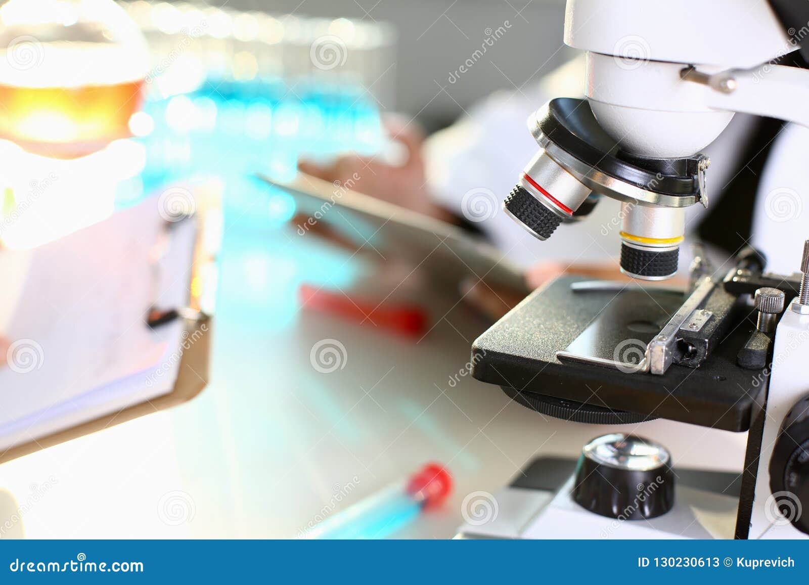 Head Microscope On The Background Laboratory Royalty-Free Stock ...