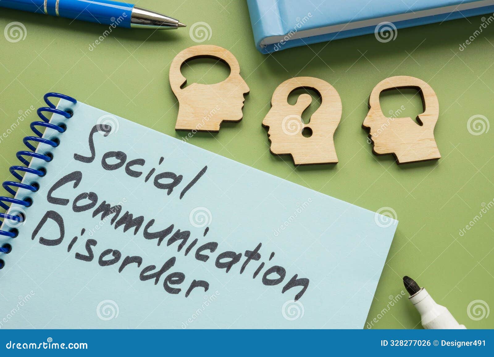 Head Models and Handwritten Sign Social Communication Disorder. Stock ...