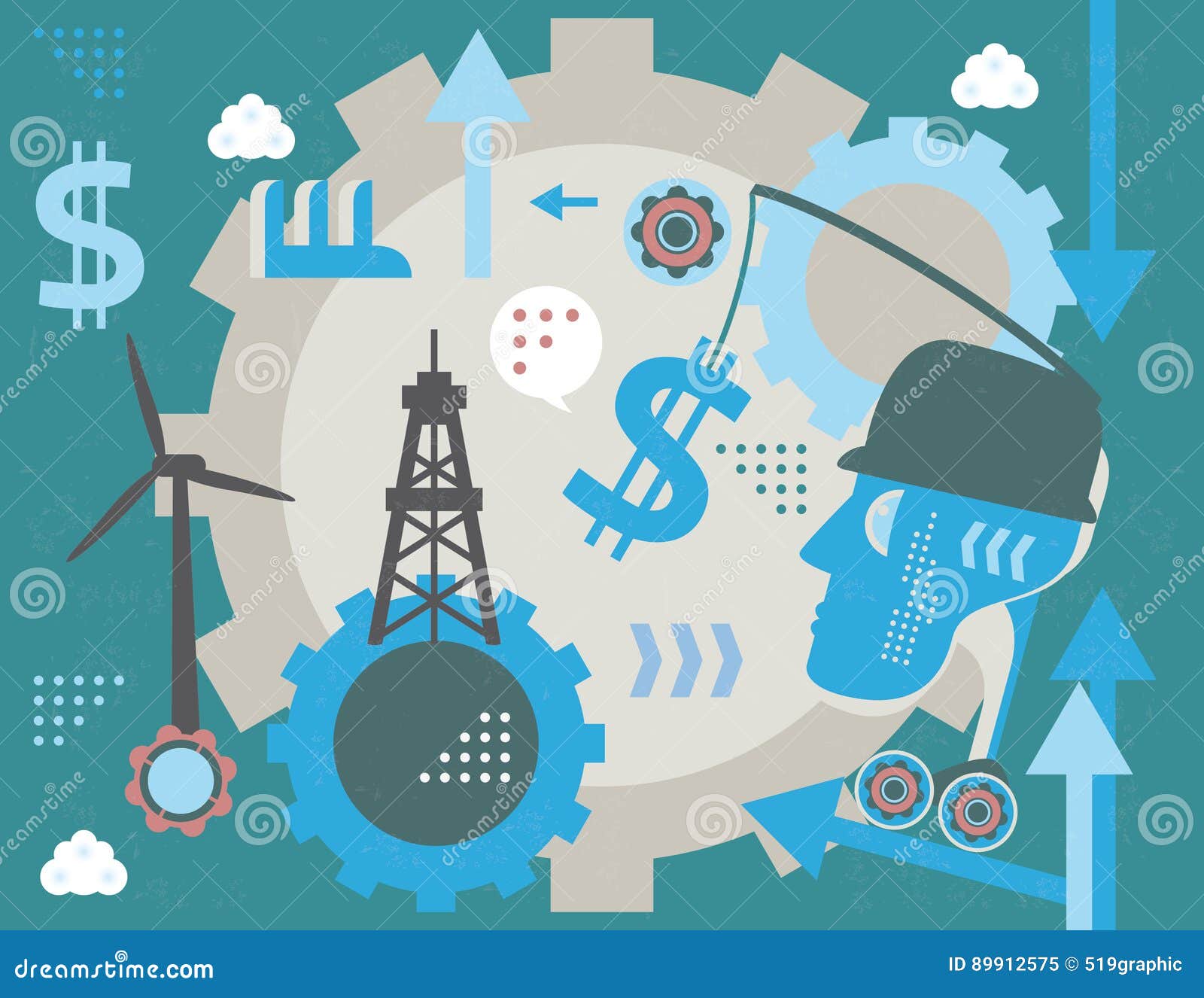 Head and money in loop stock vector. Illustration of head - 89912575