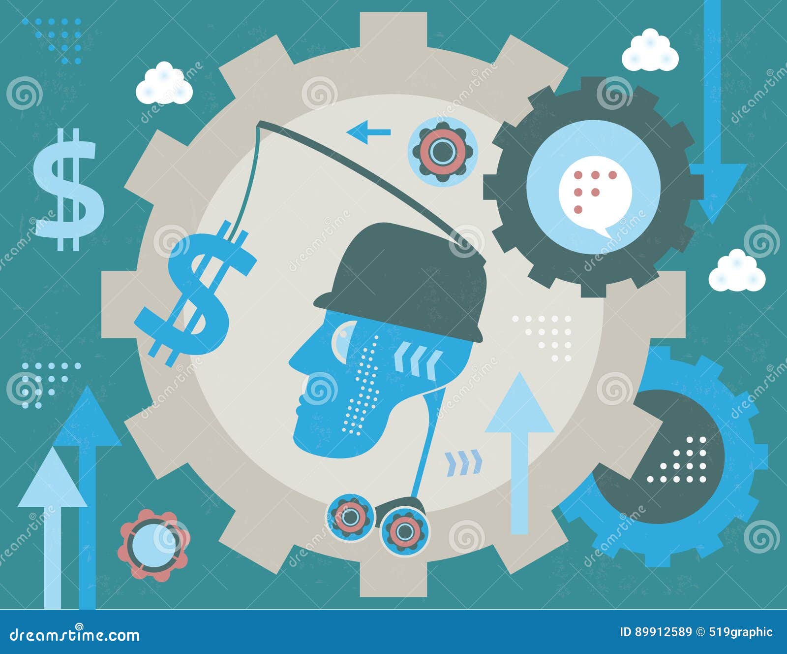 Head and money in loop stock vector. Illustration of entrepreneur ...