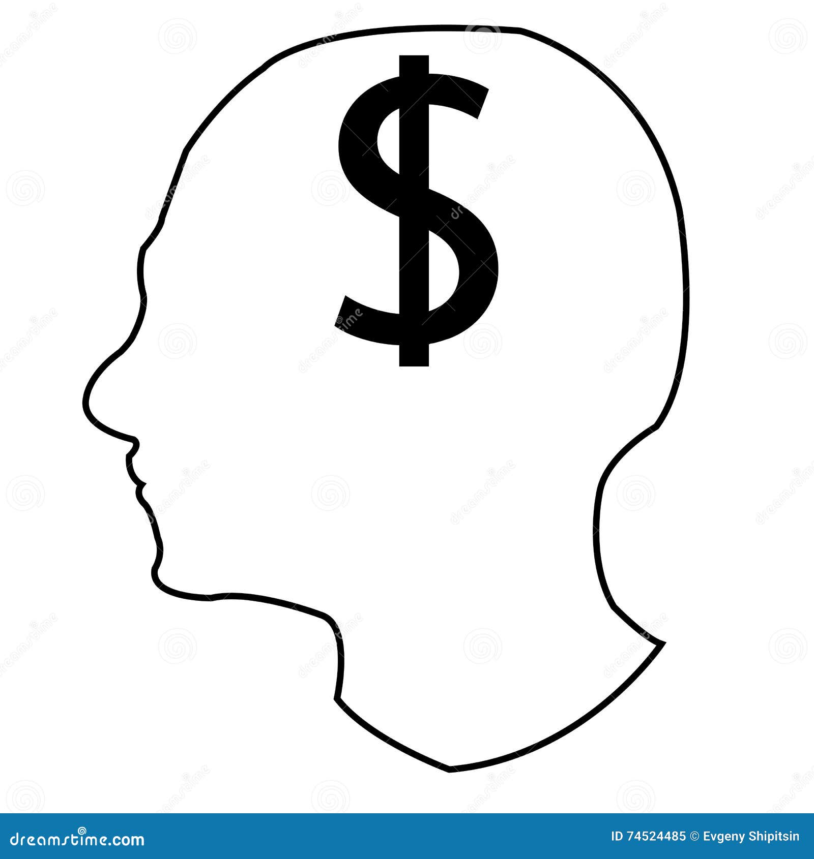 Head and money stock vector. Illustration of imagination - 74524485