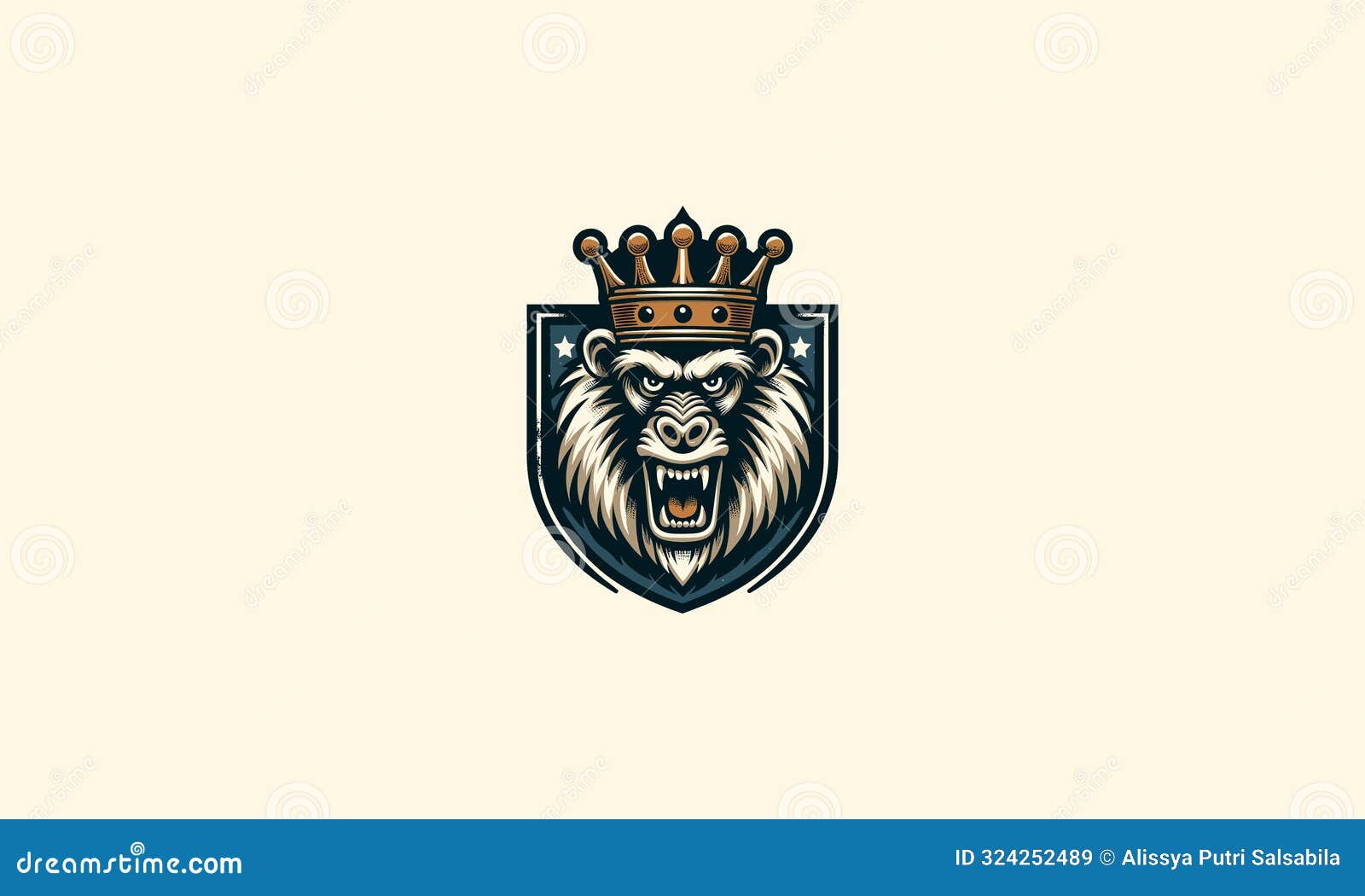 Head Monkey Angry Wearing Crown and Shield Vector Logo Design Stock ...