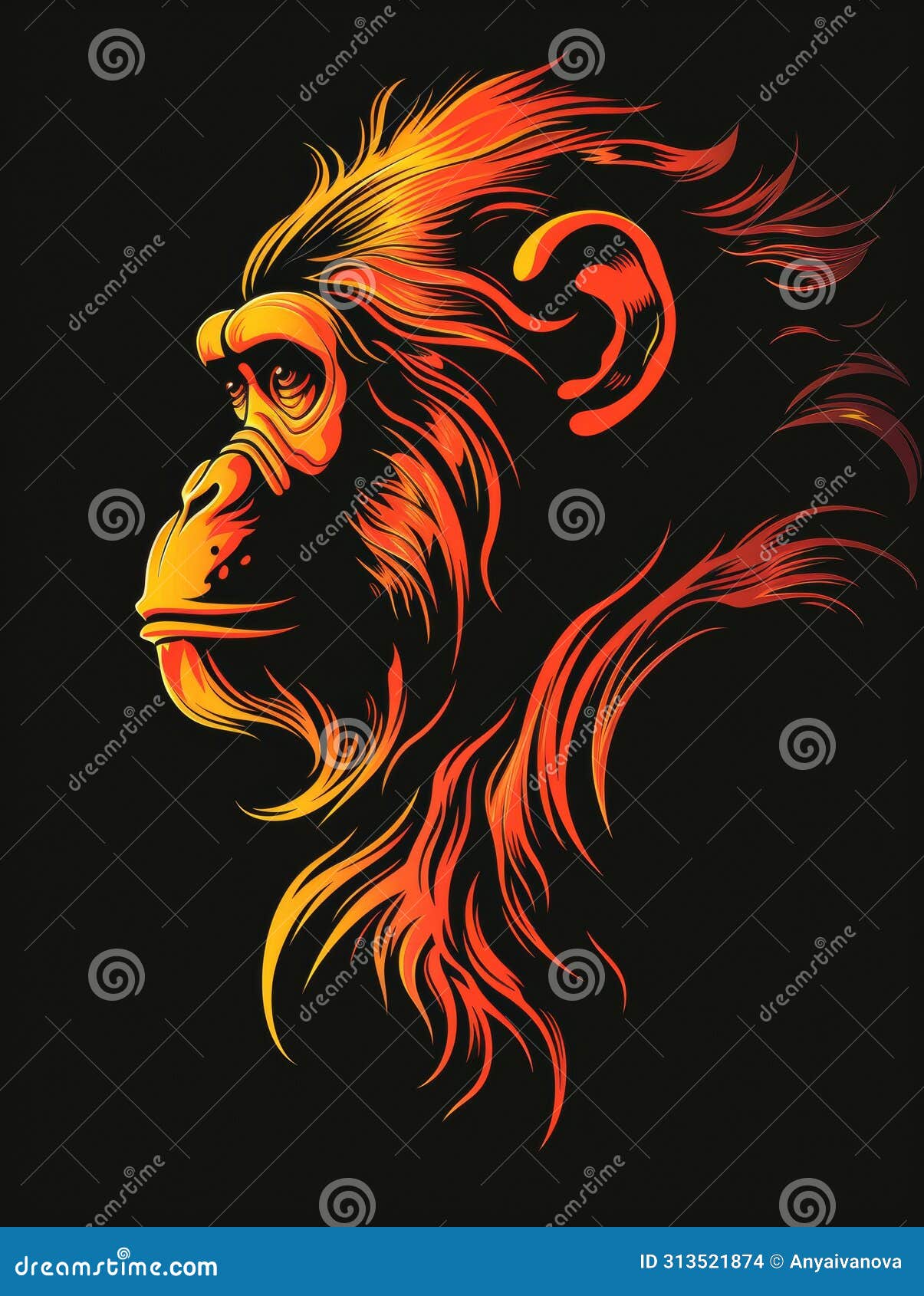The Head of a Monkey with Flames on it& X27;s Face, a Magical Creature ...