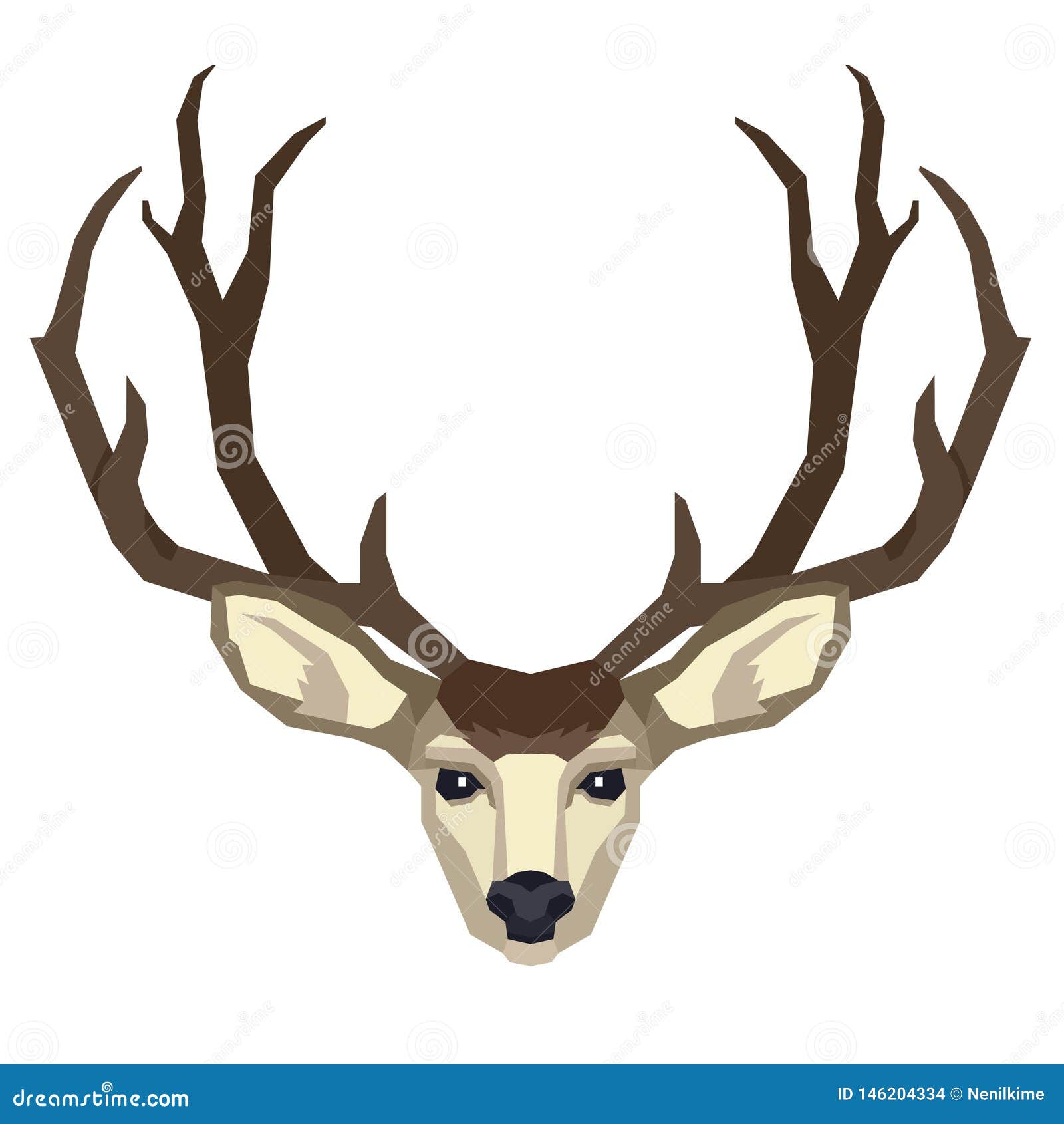 The Head of a Mule Deer Wild Animals Vector Illustration Isolated ...