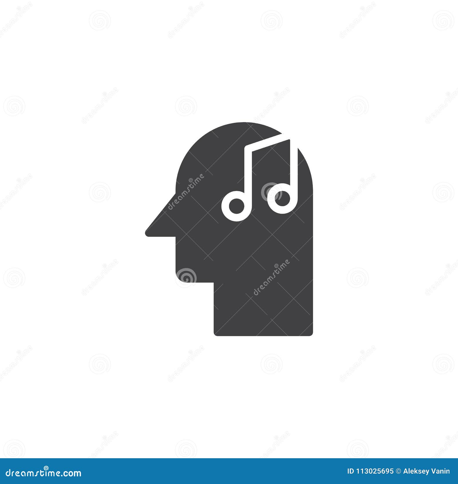 Head with Musical Note Vector Icon Stock Vector - Illustration of logo ...