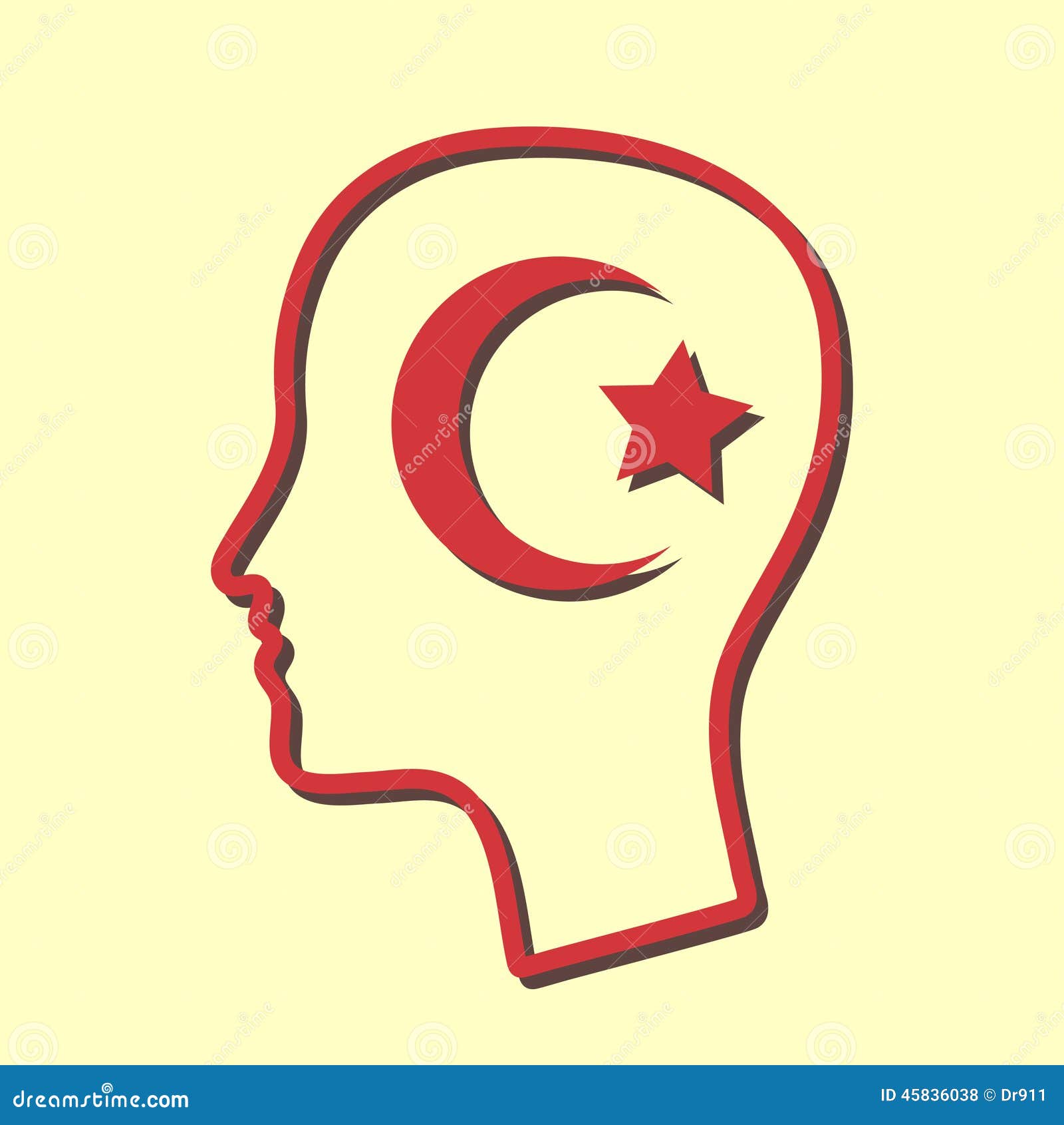 Head with Muslim Sign Inside Stock Vector - Illustration of mind, koran ...