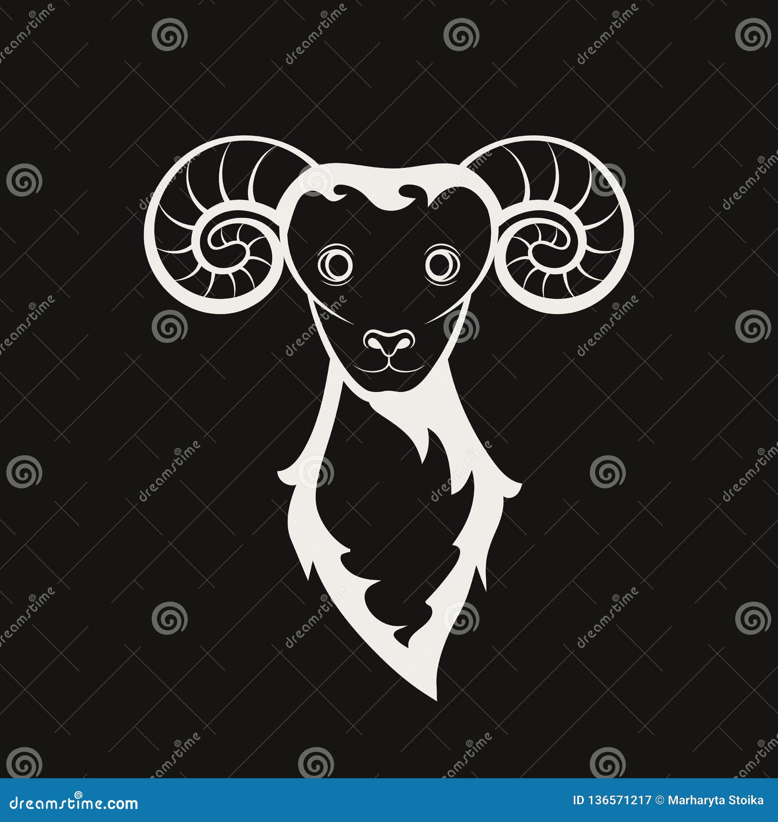 Head of a mutton. stock vector. Illustration of portrait - 136571217