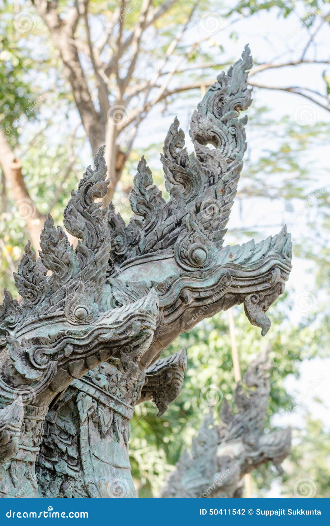 Head of Naga Stone Statue in Temple Stock Photo - Image of buddhist ...