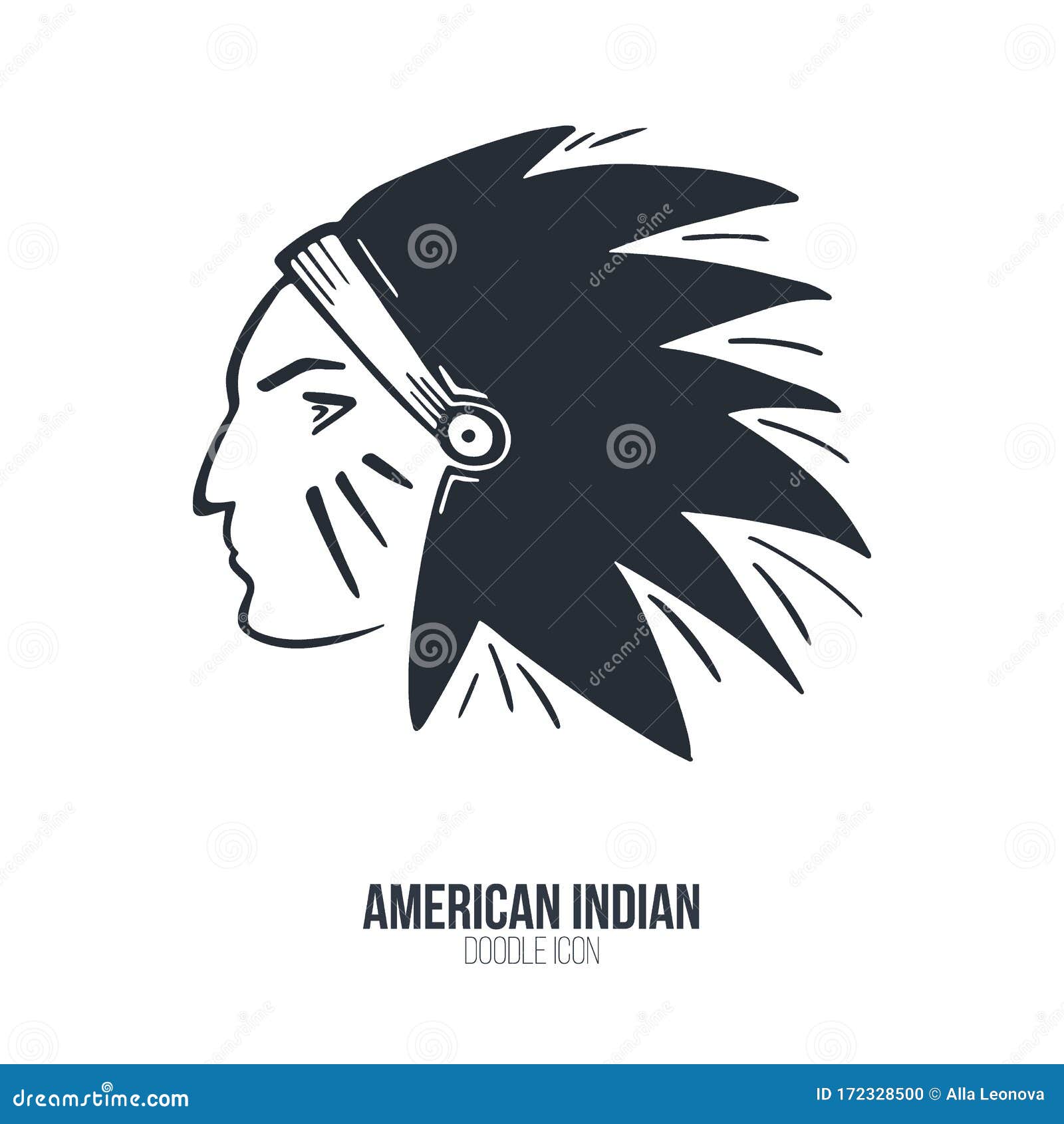 Head of North American Indian Chief. Vector Illustration. Stock Vector ...