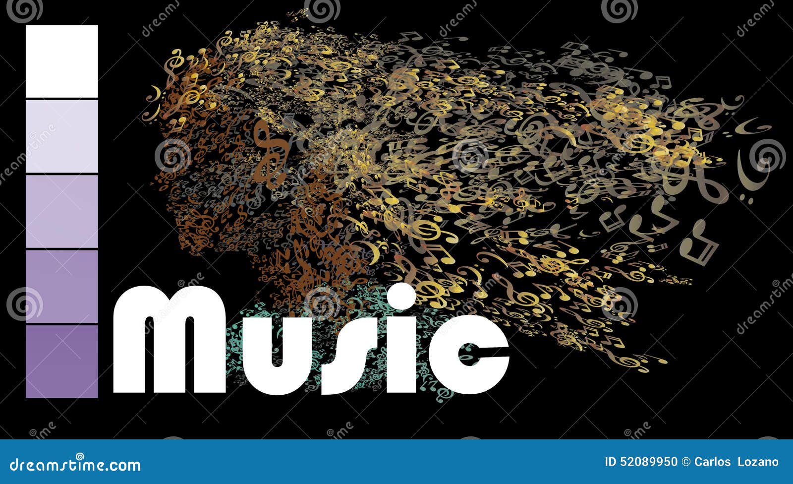 Head with note music stock illustration. Illustration of outin - 52089950