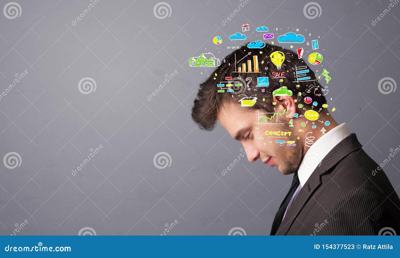 Head with Office Operation Concept Stock Image - Image of face, human ...