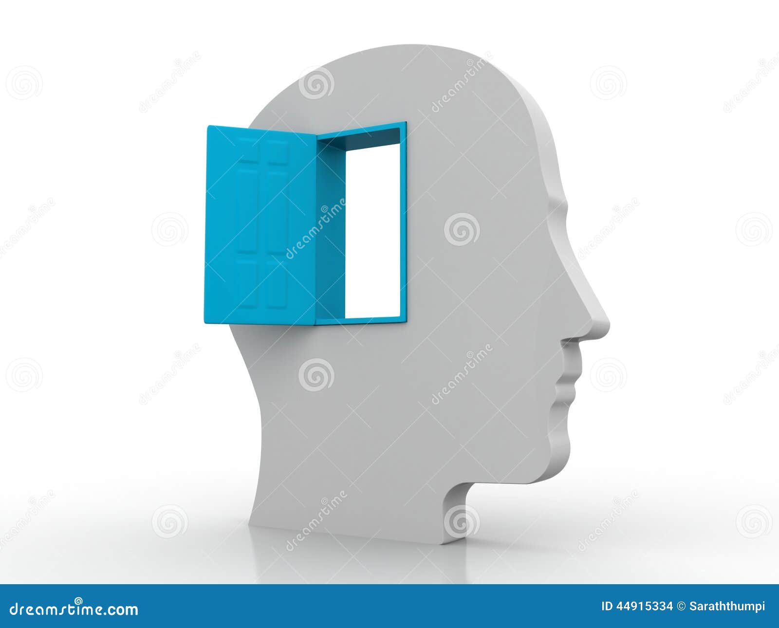 Head with Open Blue Door stock illustration. Illustration of house ...