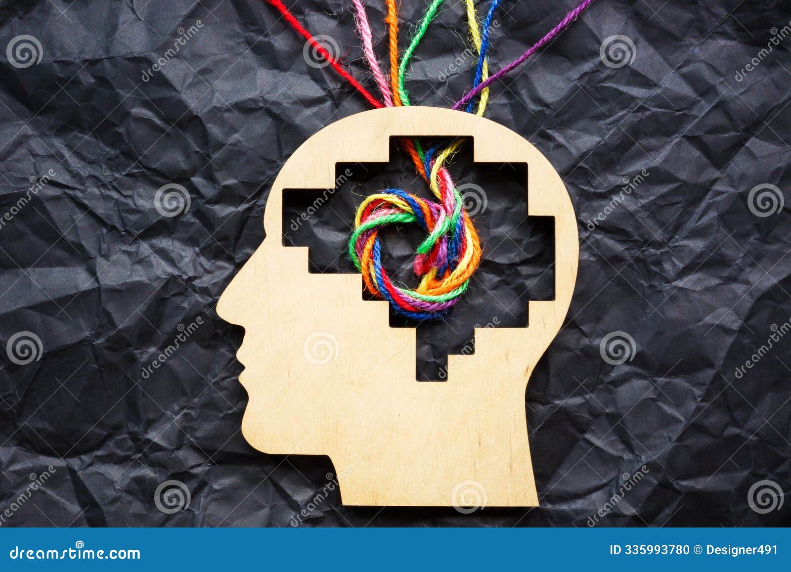 Head Outline and Colorful Yarn Ball Symbolizing Creative Thinking and ...