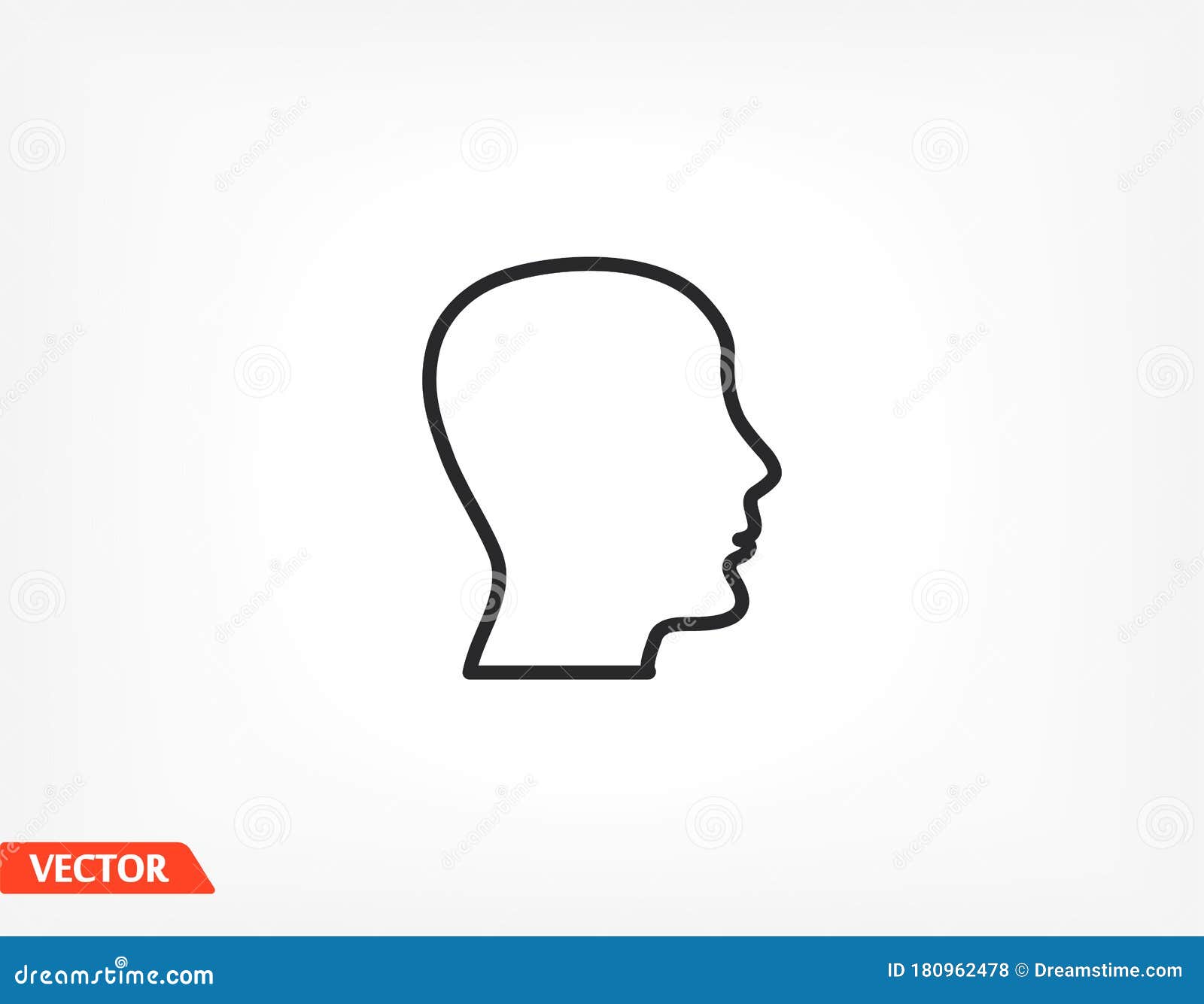 Head Outline Icon Isolated on Background. Head Symbol for Website ...