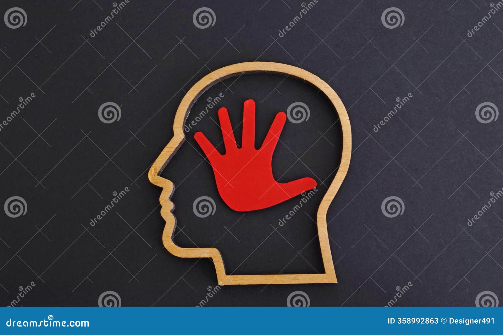 Head Outline and a Stop Hand Sign. Mental Boundaries and Self ...
