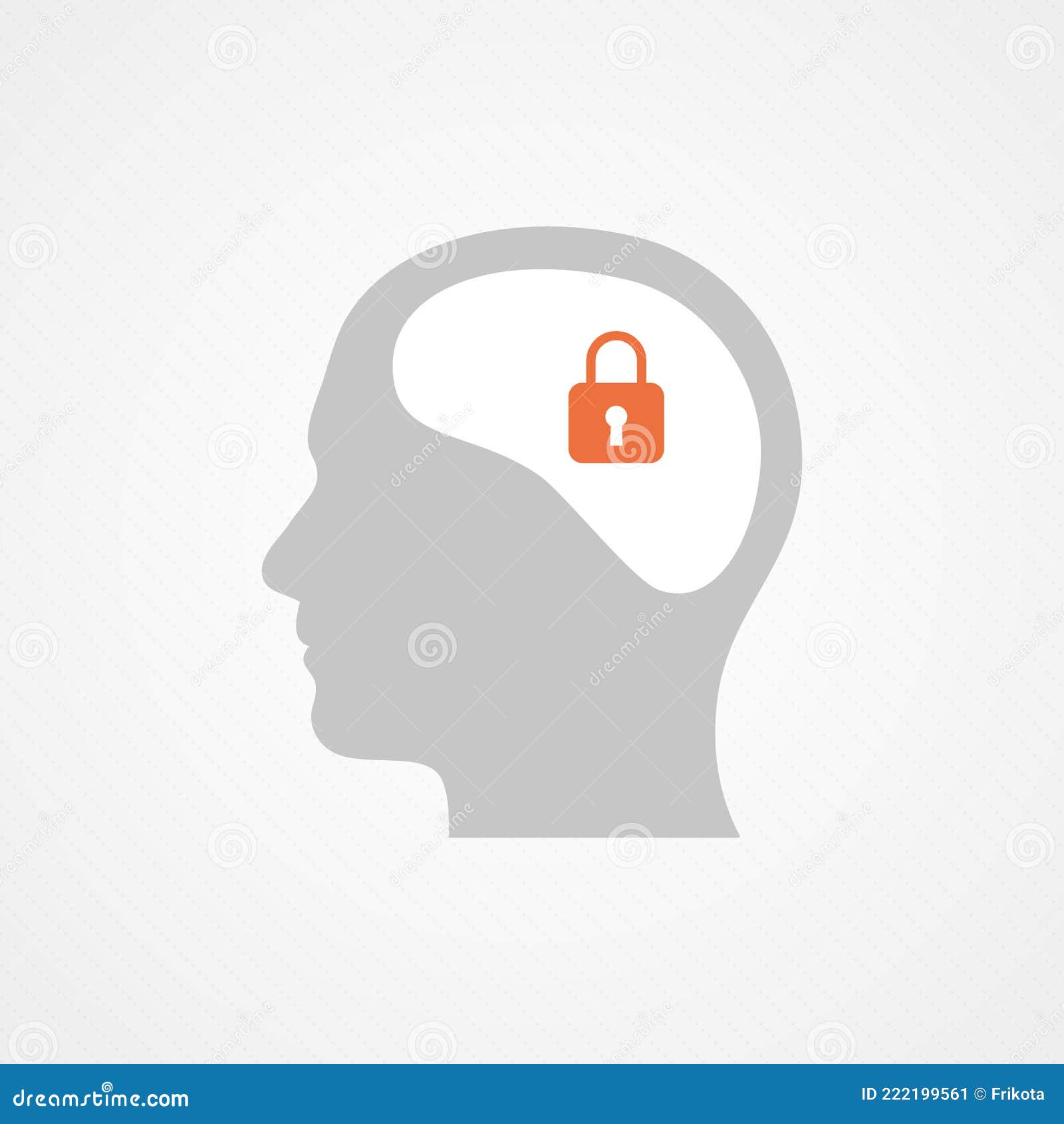 Head and Padlock. Concept of Blocked, Privacy. Vector Illustration ...