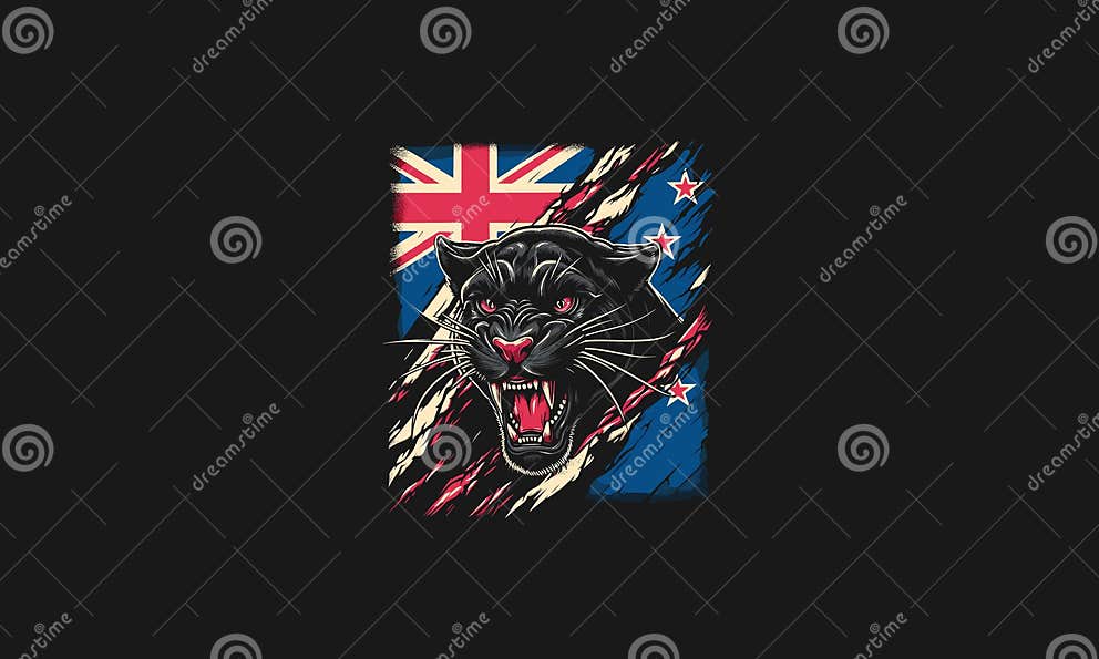 Head Panther with Flag Australia Vector Artwork Design Stock Vector ...