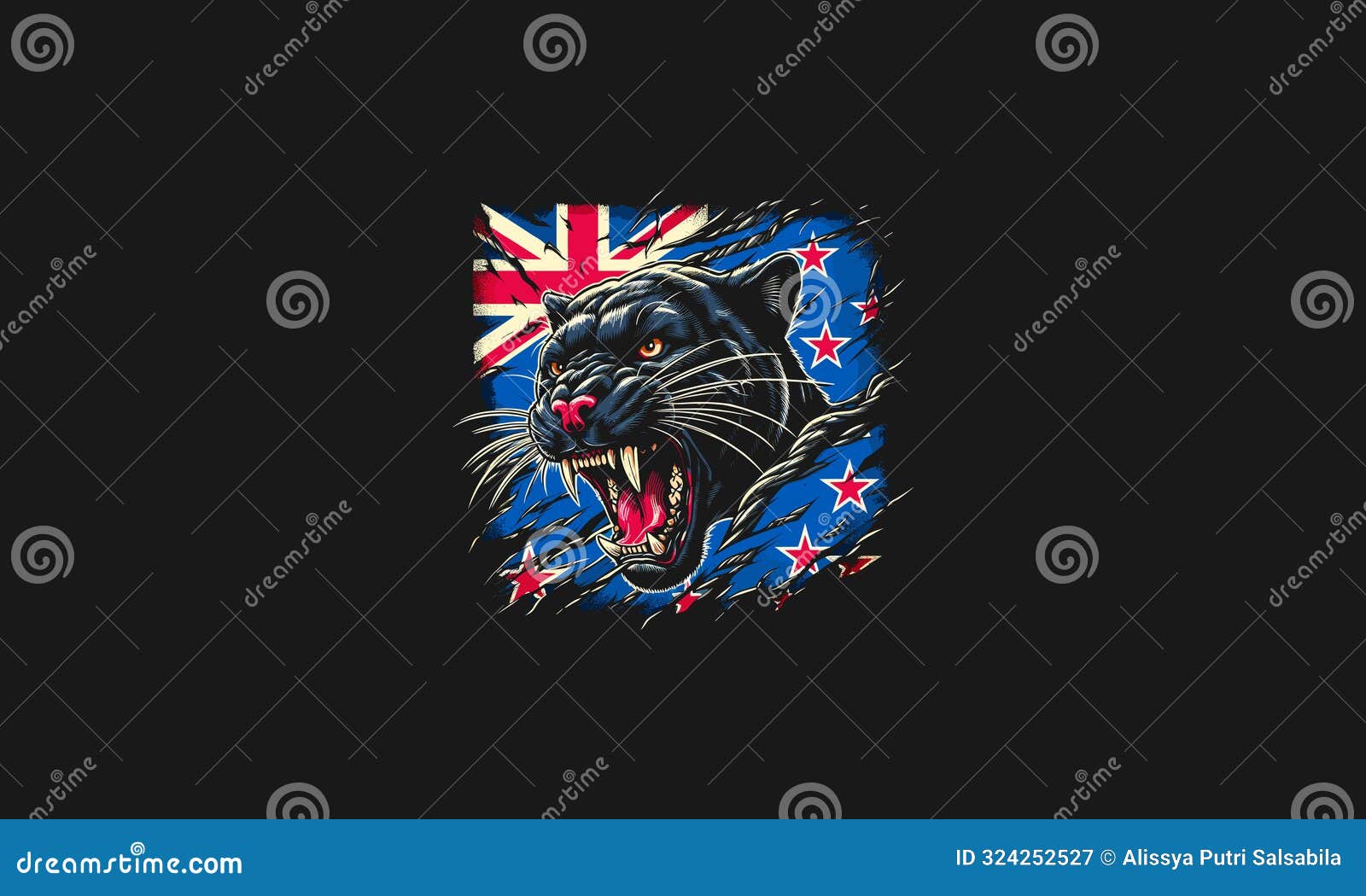 Head Panther with Flag Australia Vector Artwork Design Stock Vector ...