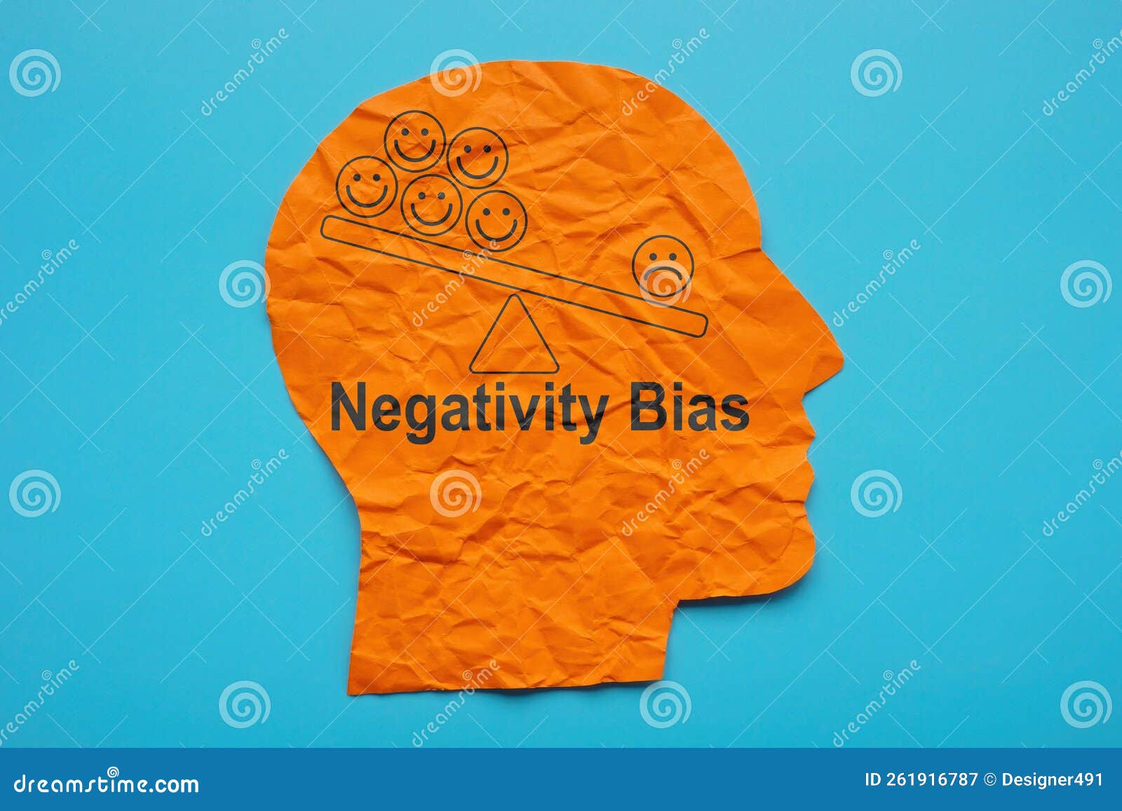 Head from Paper and Inscription Negativity Bias. Stock Image - Image of ...