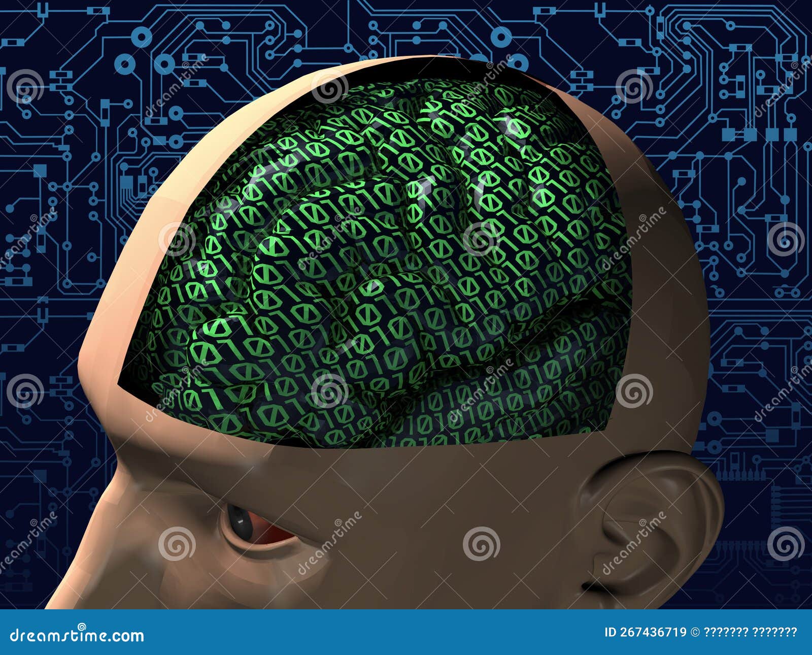 Head Part, Intelligent Head, Robot, Digitized Human Brain. Stock ...