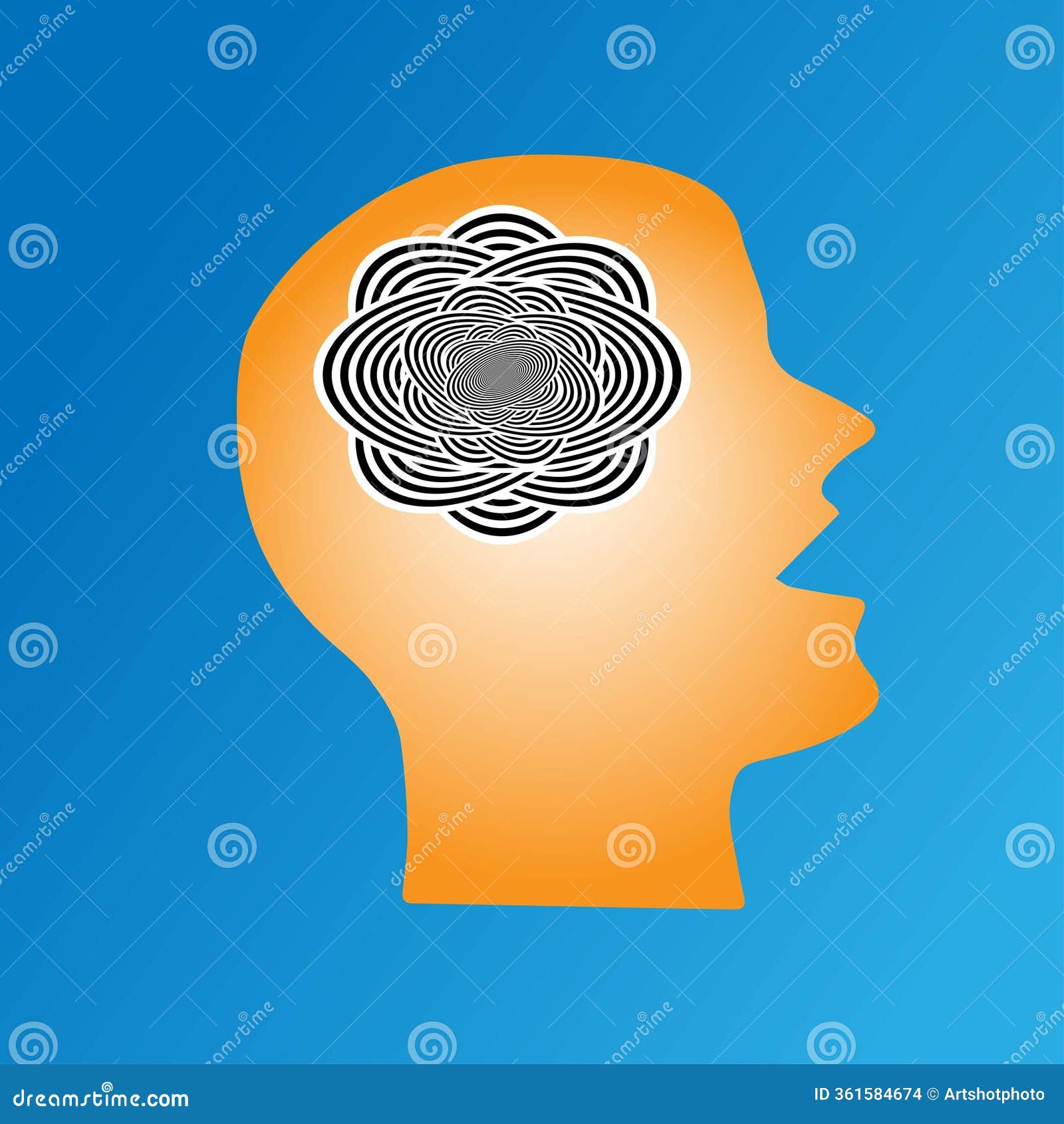 Head of a Person with an Abstract Pattern Inside Symbol of Confusion ...